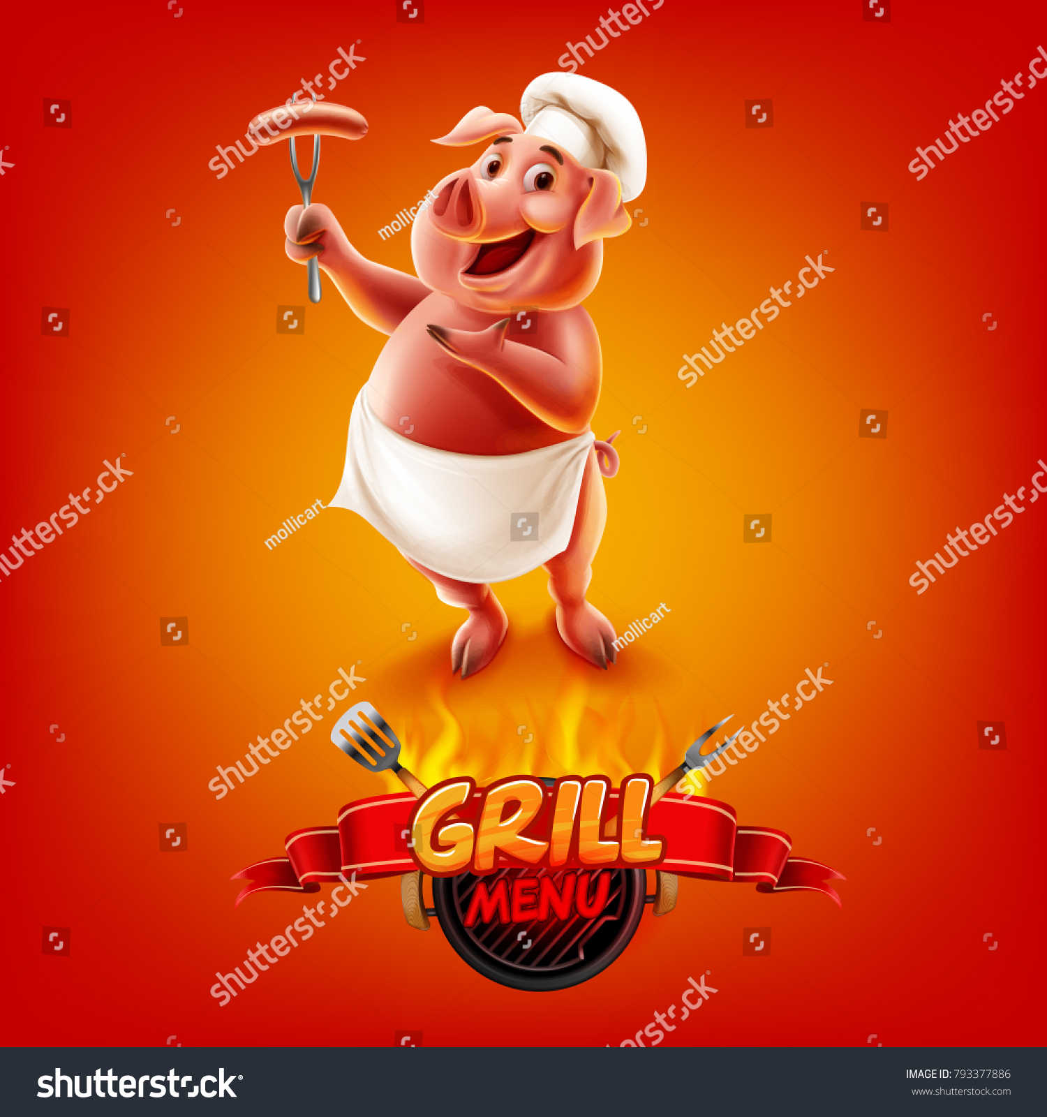 Pig Menu Bbg Stock Vector (Royalty Free) 793377886 | Shutterstock