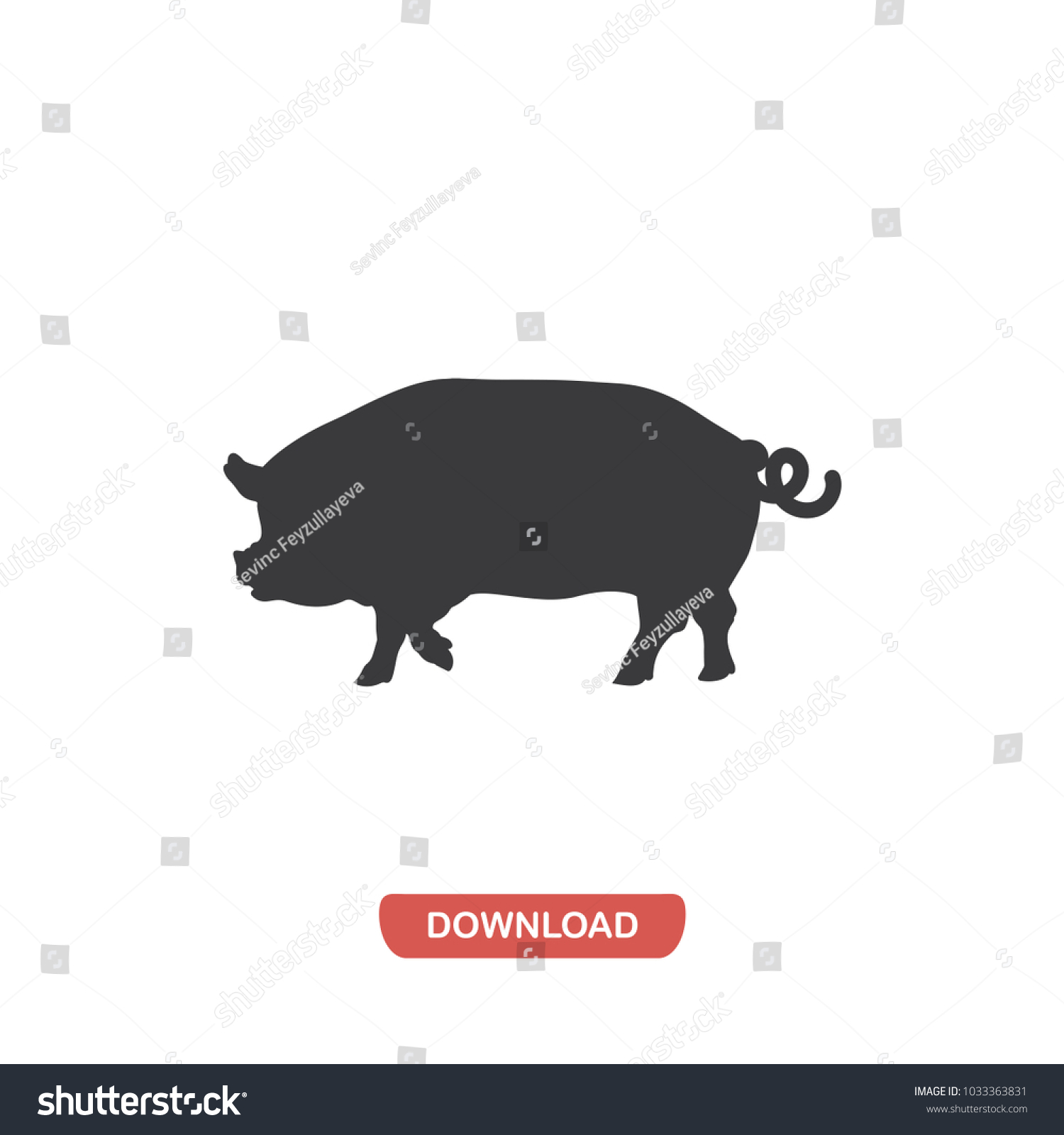 Pig Side View Silhouette Vector Icon Stock Vector (Royalty Free) 1033363831