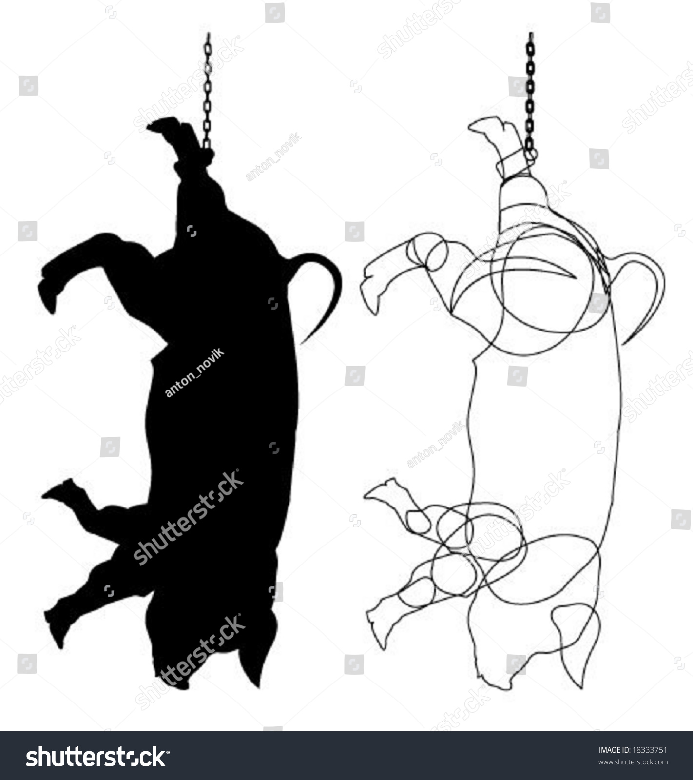 Pig Slaughter Silhouette: เวกเตอร์สต็อก (ปลอดค่าลิขสิทธิ์) 18333751 ...