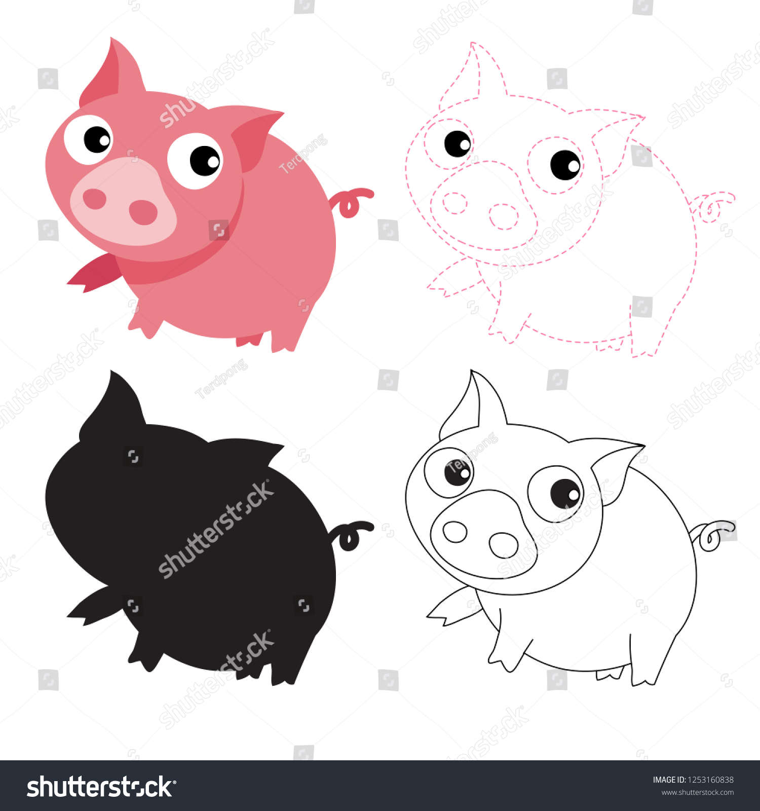 Pig Worksheet Vector Design Stock Vector (Royalty Free) 1253160838 ...