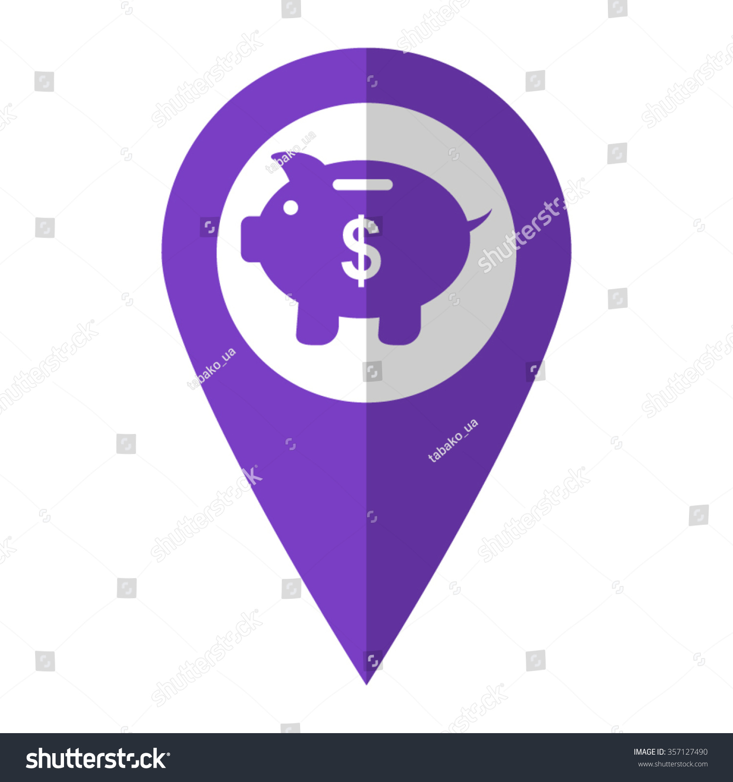 Piggy Bank Vector Icon Violet Map Stock Vector (Royalty Free) 357127490 ...
