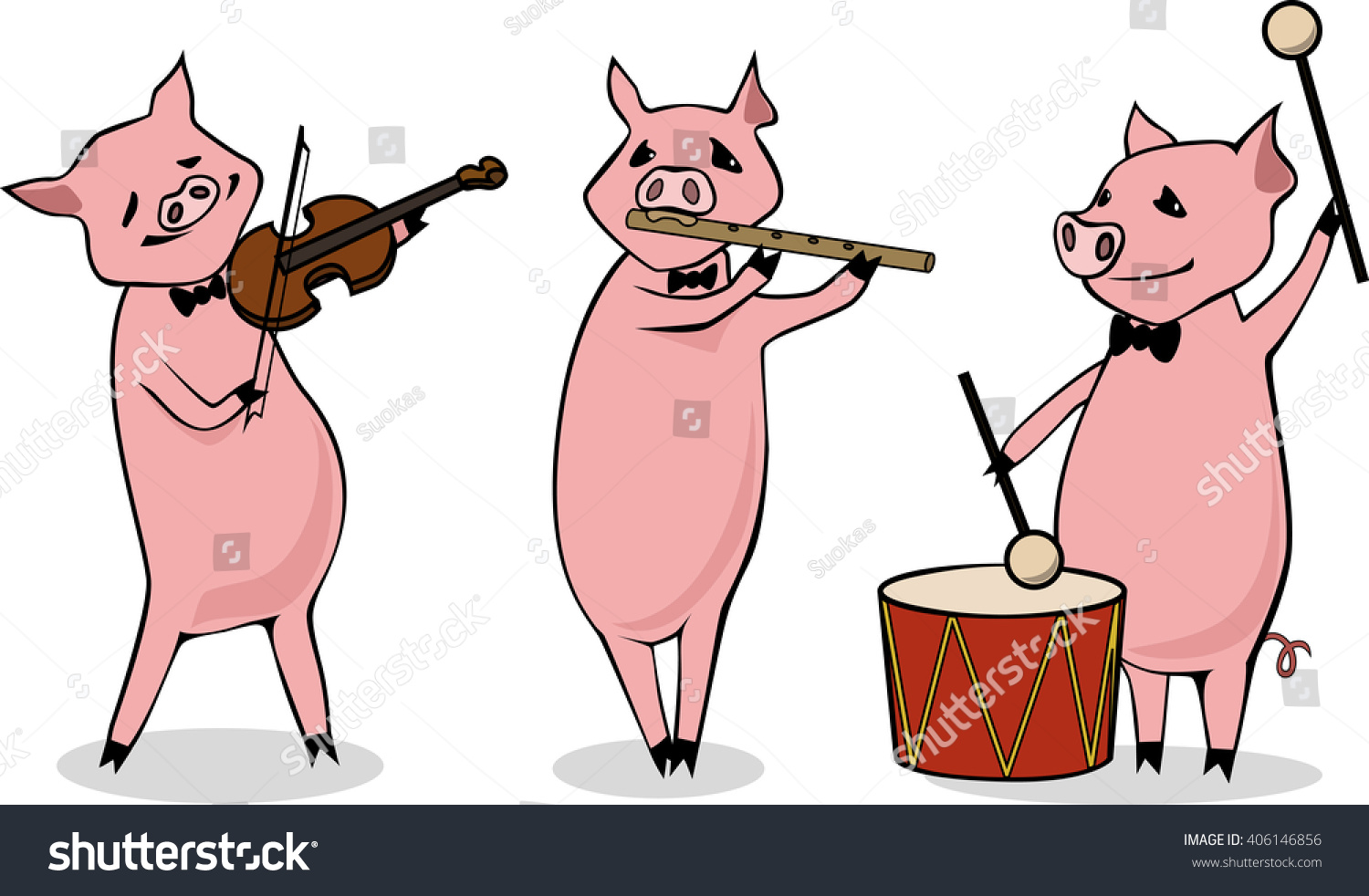 Pigs Play Musical Instruments Stock Vector 406146856 - Shutterstock