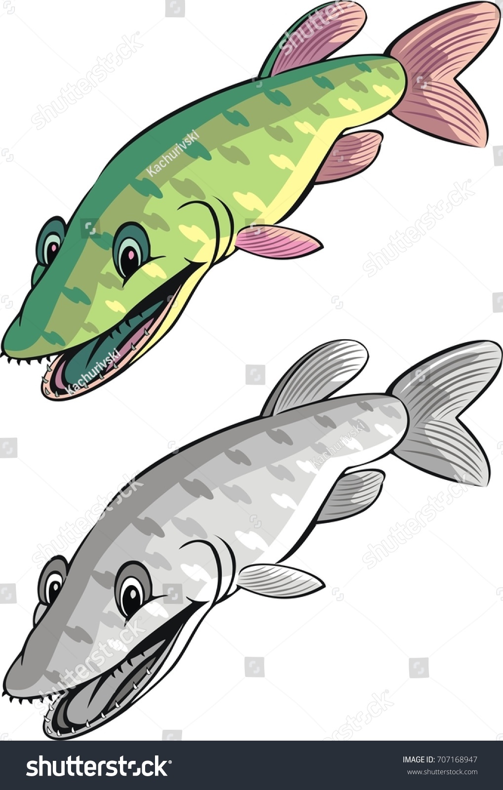 Pike Cartoon Stock Vector (Royalty Free) 707168947