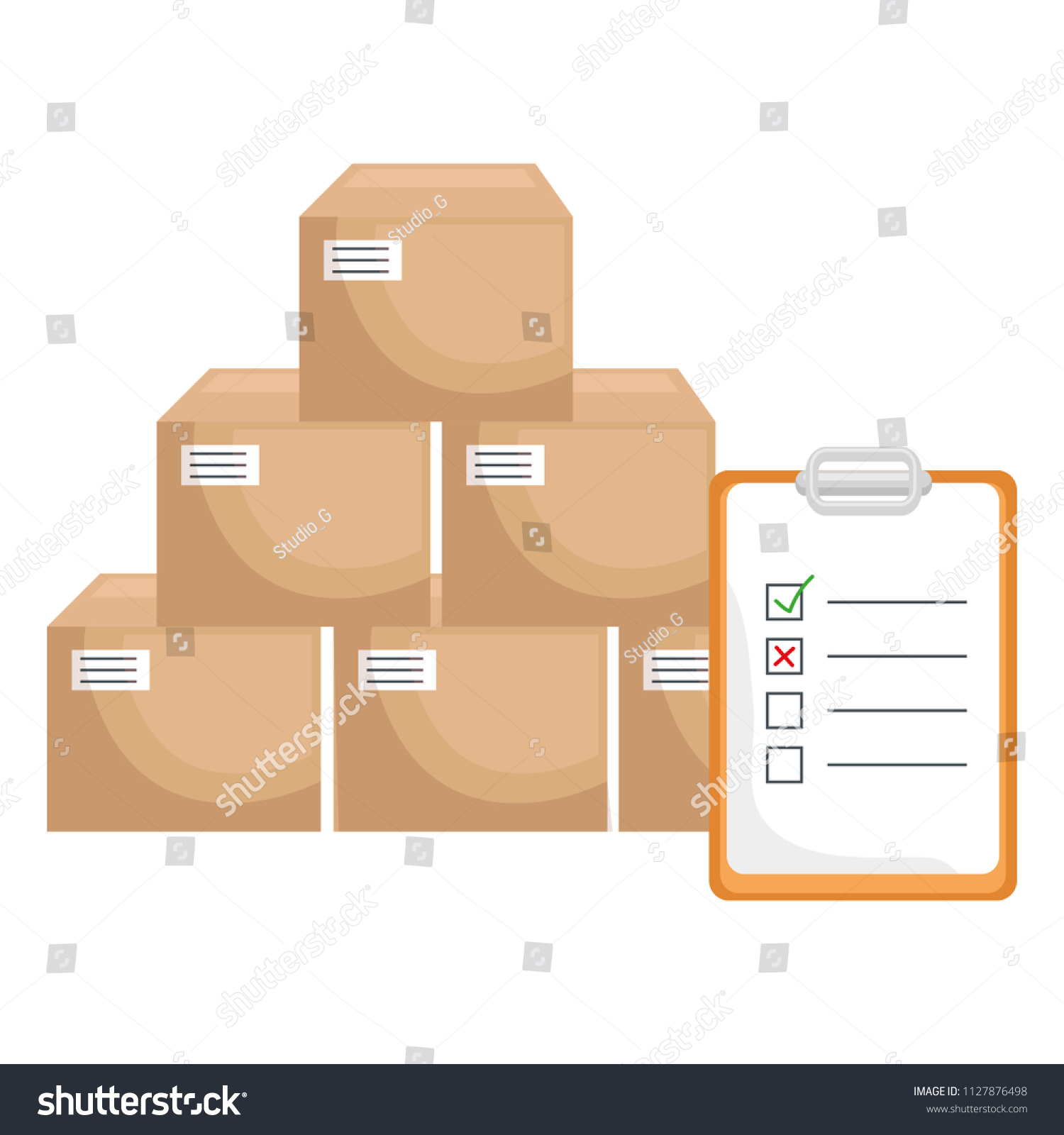 Pile Carton Boxes Checklist: vector de stock (libre de regalías ...