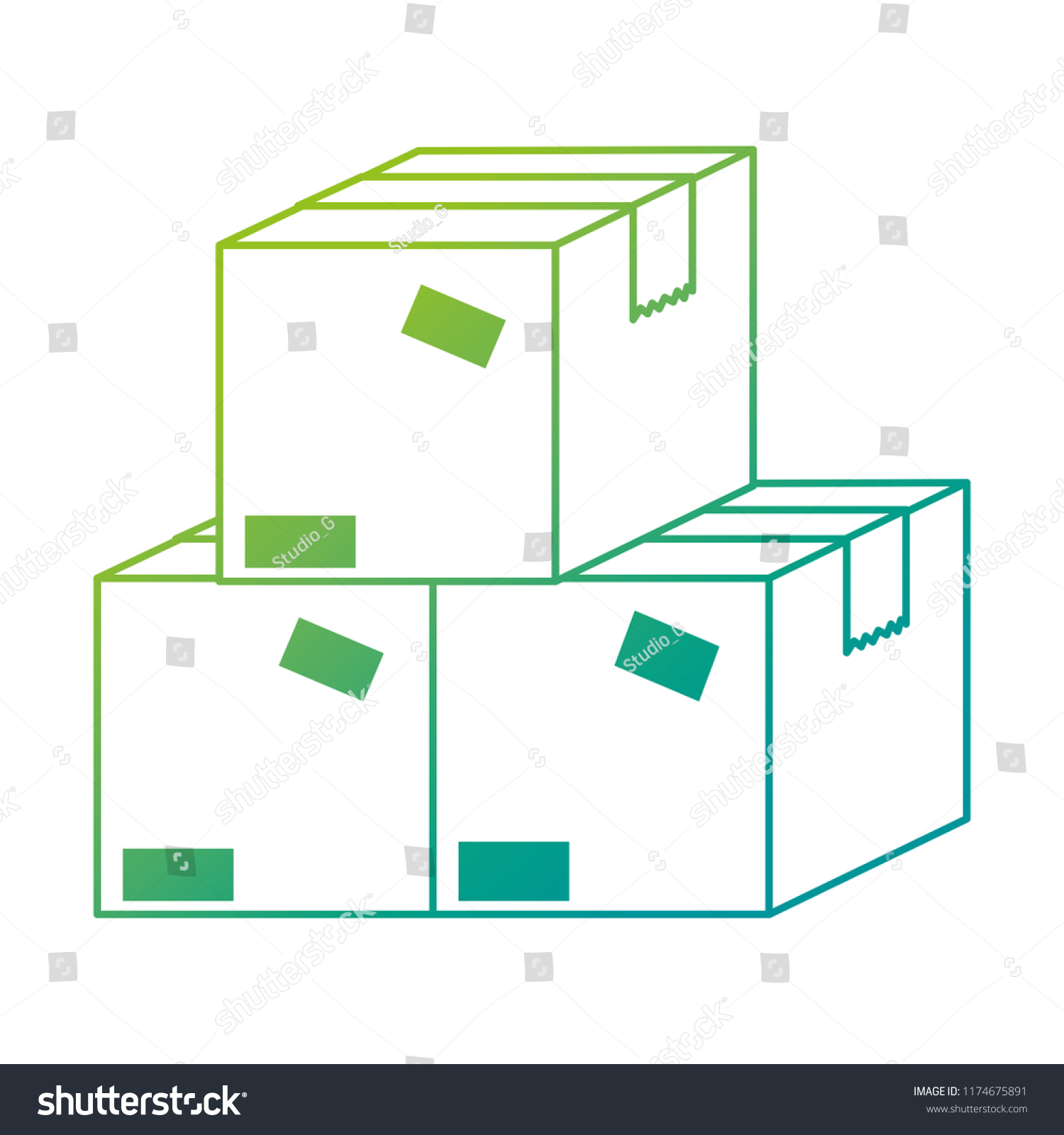 Pile Packing Boxes Carton Stock Vector (Royalty Free) 1174675891 ...