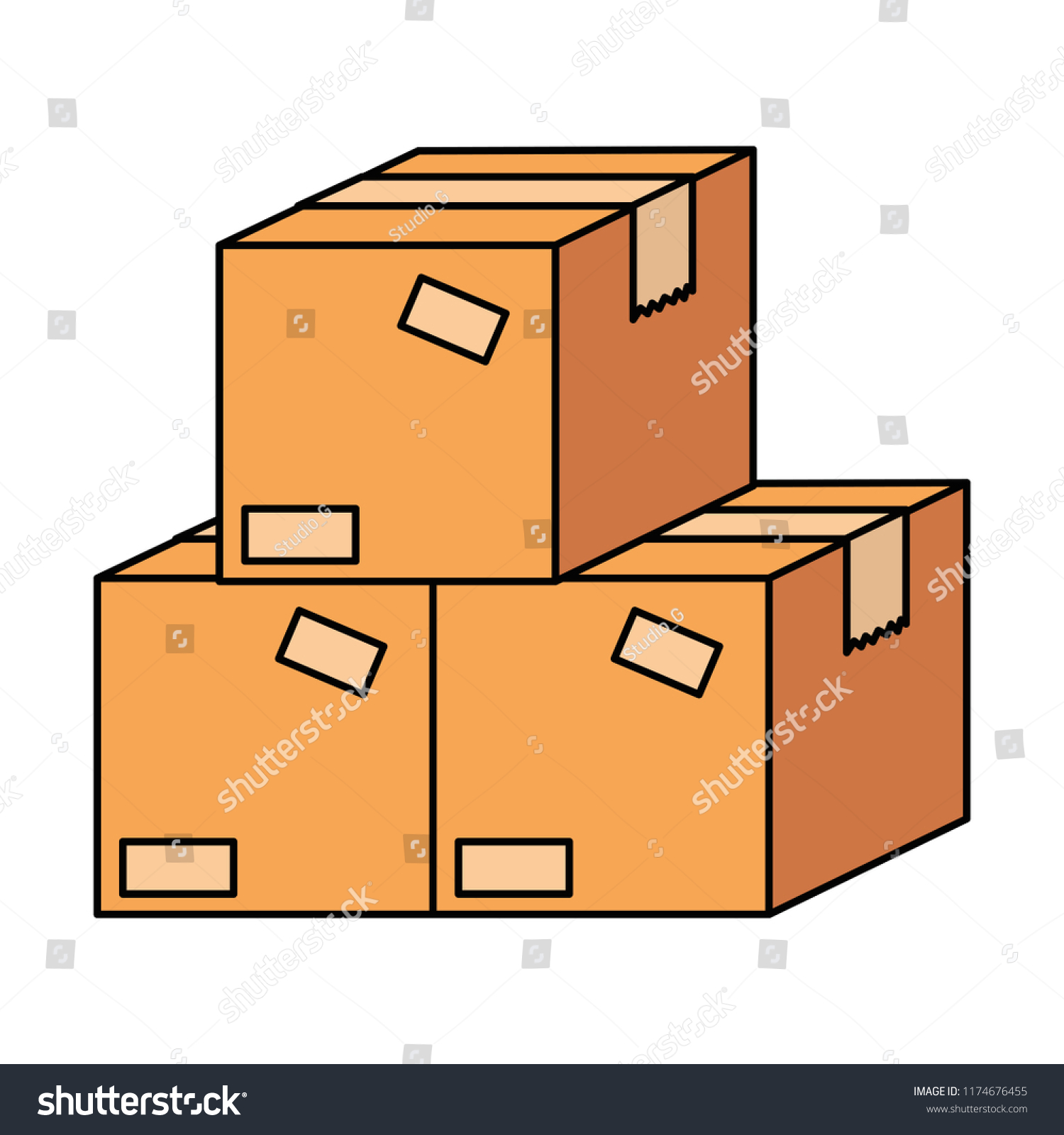 Pile Packing Boxes Carton Stock Vector (Royalty Free) 1174676455 ...