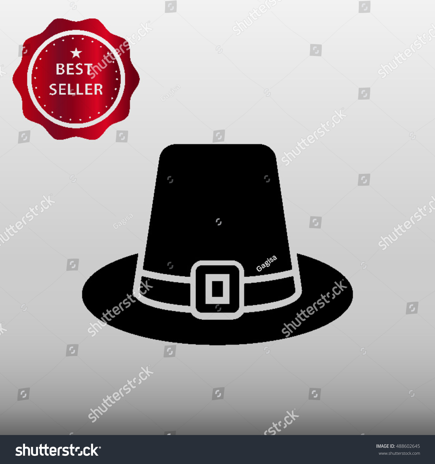Pilgrim Hat Vector Icon Illustration Stock Vector (Royalty Free) 488602645