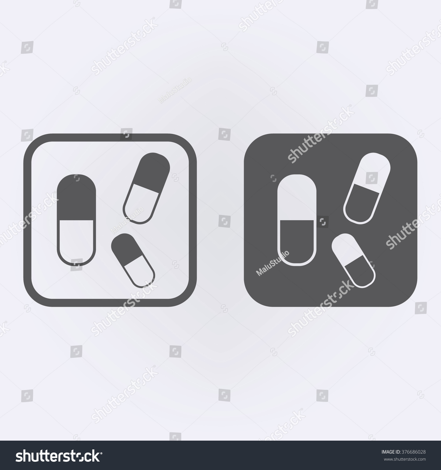 Pill Icon Set Vector Illustration Stock Vector (Royalty Free) 376686028 ...