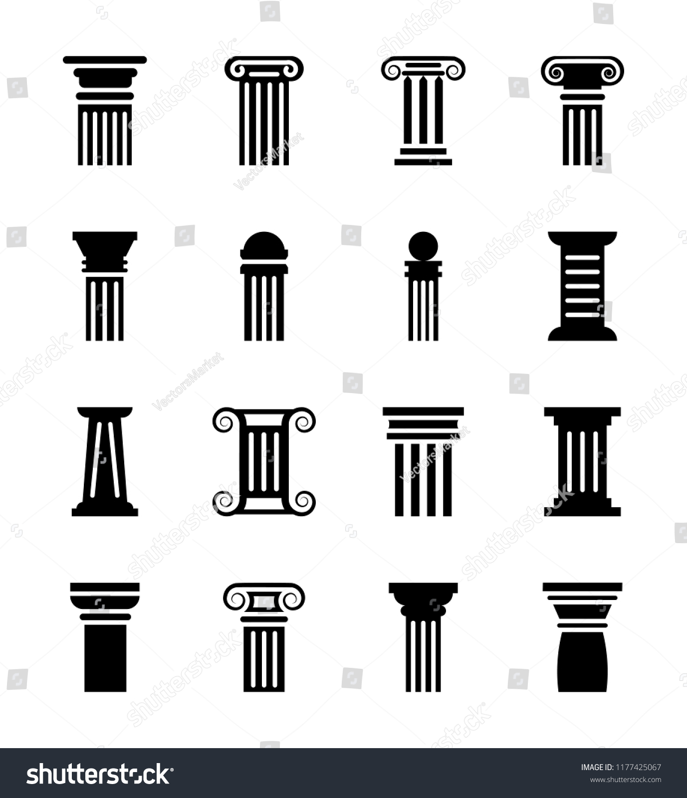 Pillar Drawing Pack Stock Vector (Royalty Free) 1177425067