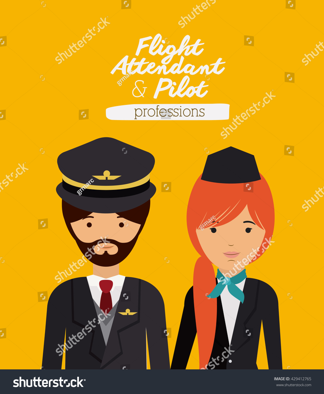 Pilot Flight Attendant Design Stock Vector (Royalty Free) 429412765 ...