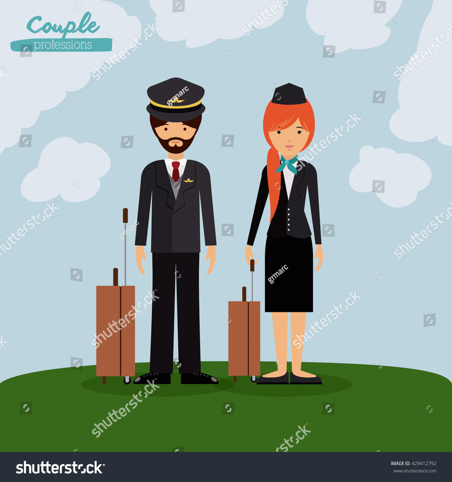 Pilot Flight Attendant Design Stock Vector (Royalty Free) 429412792