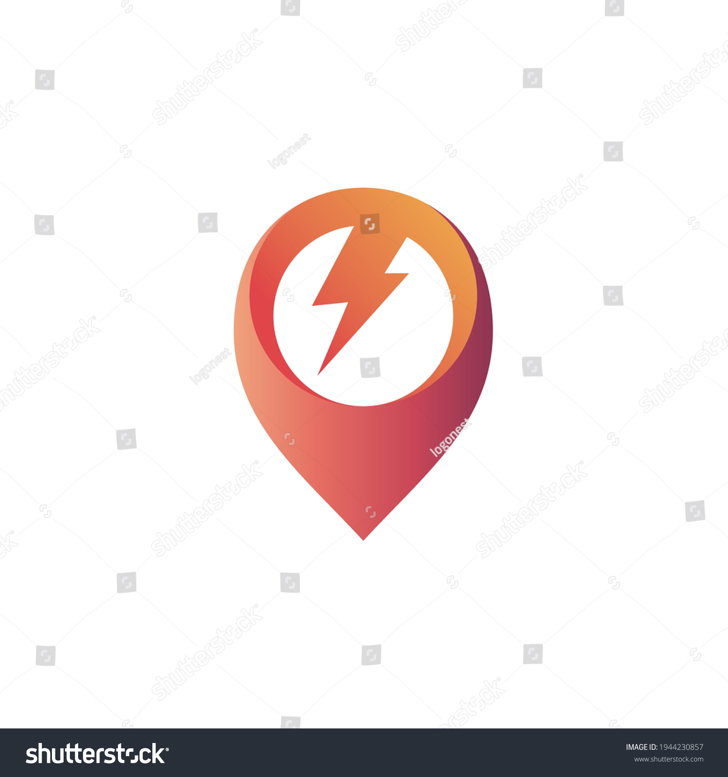 Pin Point Thunder Logo Design Vector Stock Vector (Royalty Free ...