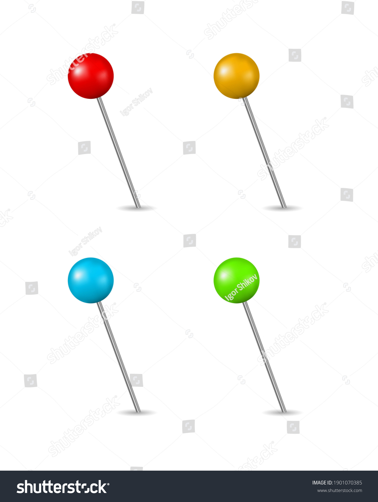 Pin Push Map Marker Needle 3d Stock Vector (Royalty Free) 1901070385