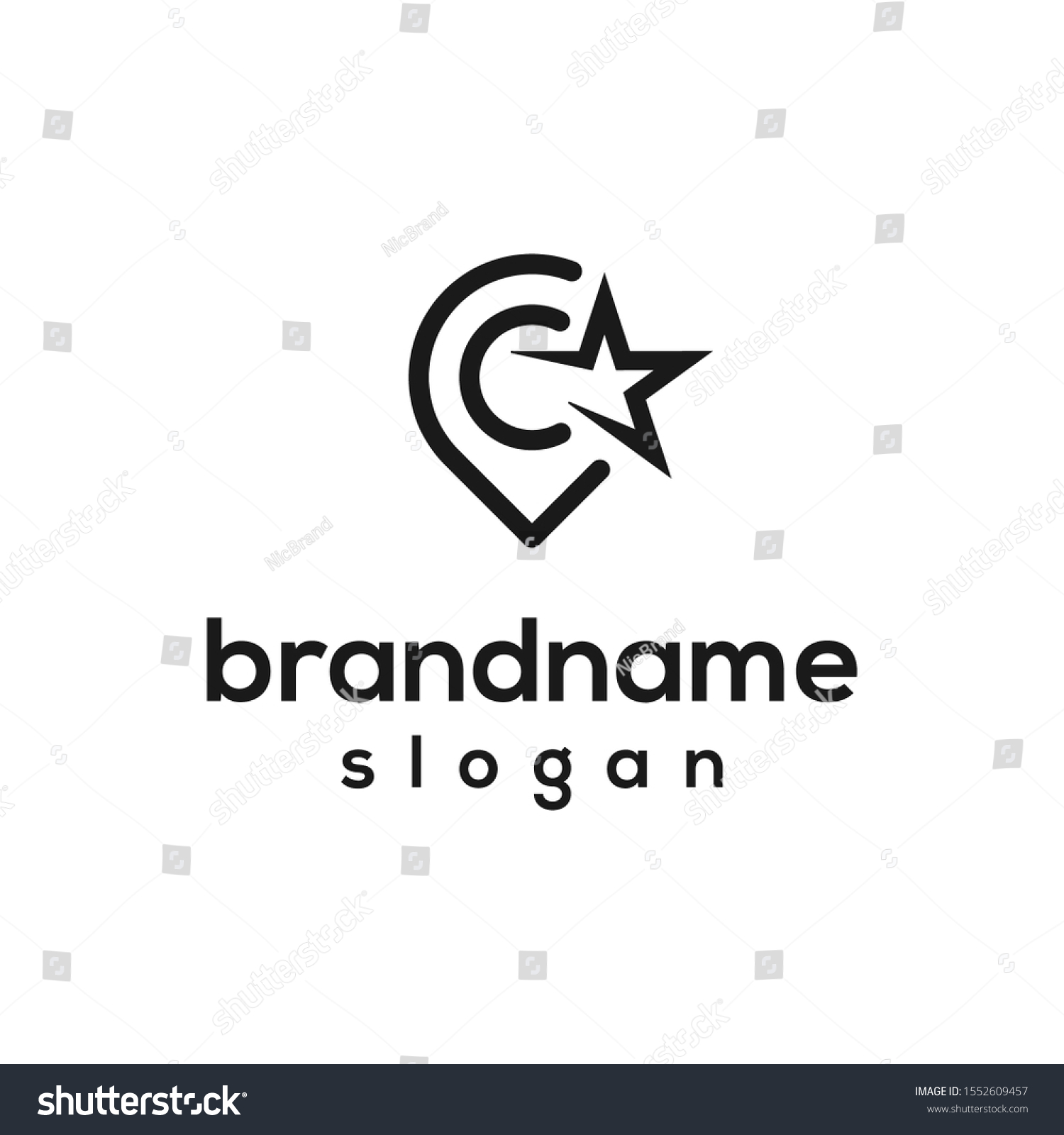 Pin Star Logo Design Vector Stock Vector (Royalty Free) 1552609457