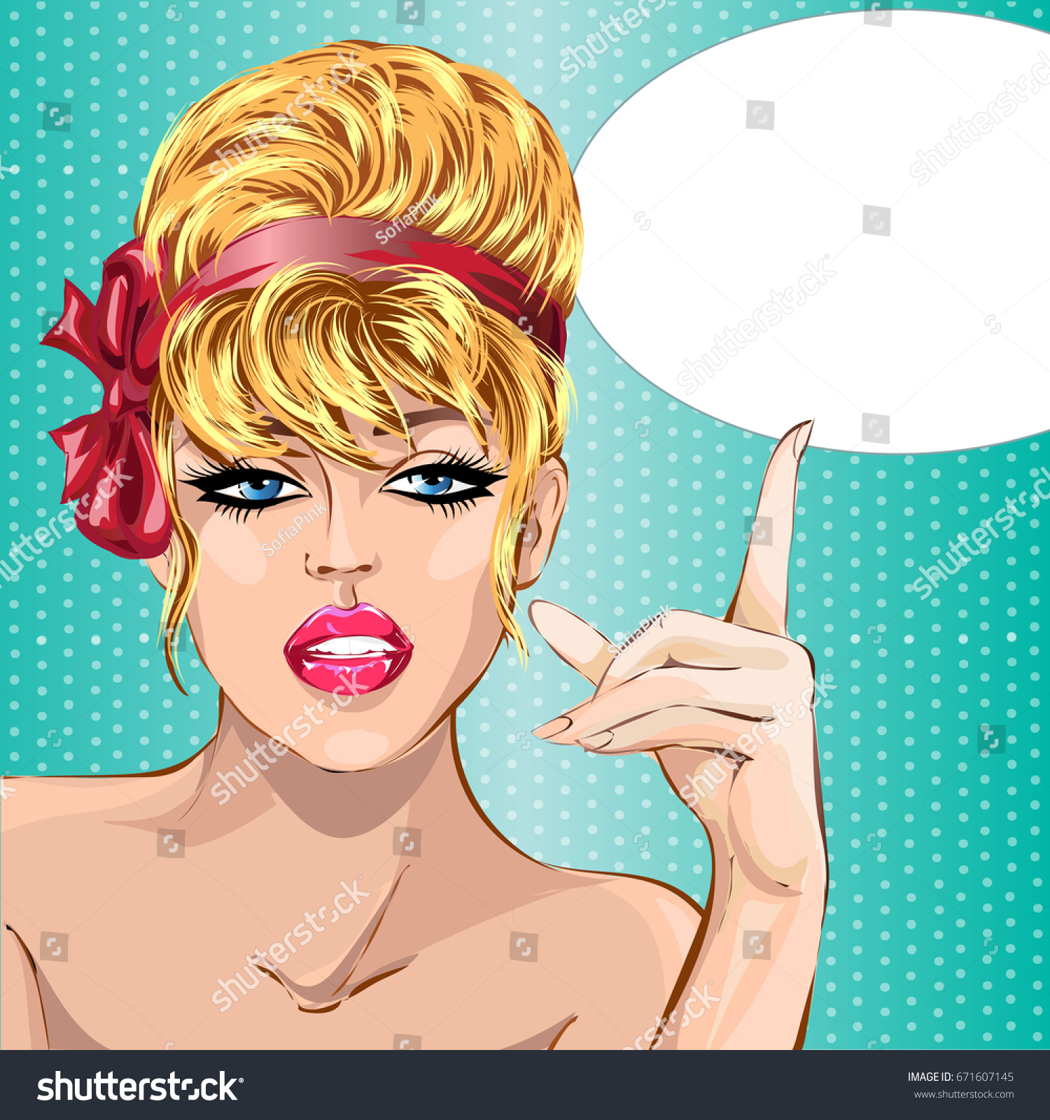 Pin Style Sexy Beautiful Woman Portrait Vector De Stock Libre De Regalías 671607145