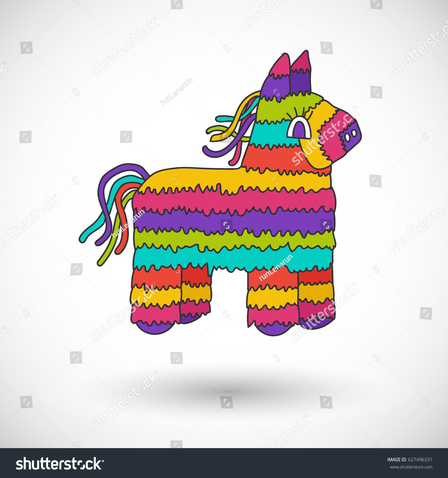 Pinata Vector Cartoon Icon Round Shadow Stock Vector (Royalty Free ...