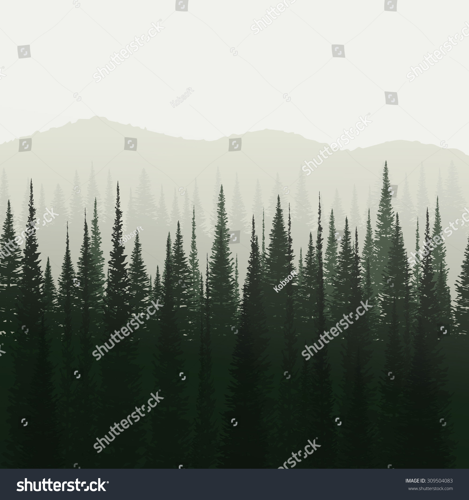 Pine Forest Mountain Nature Landscape Vector Stock Vector (Royalty Free ...