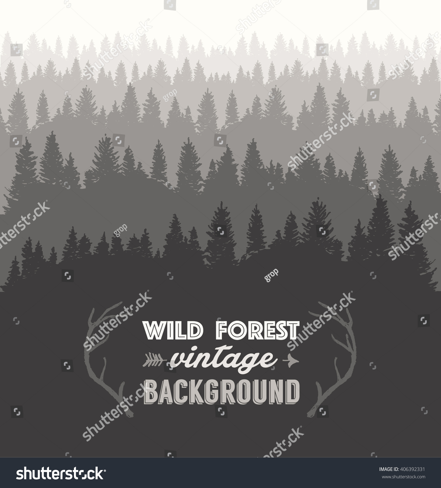 Pine Forest Design Template Hand Drawn Stock Vector 406392331 ...