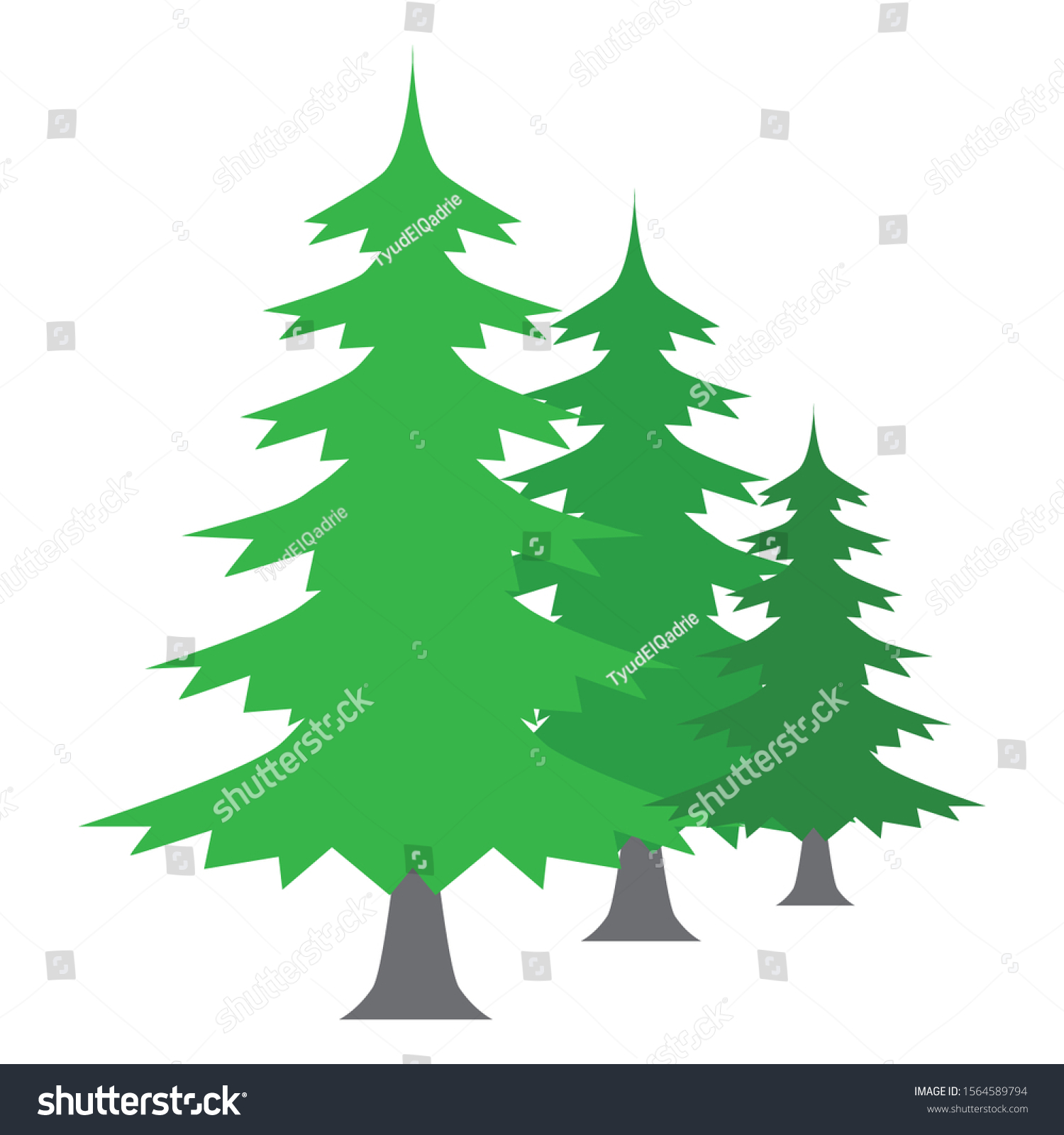 Pine Tree Cartoon Vector Illustration White Stock Vector (Royalty Free ...