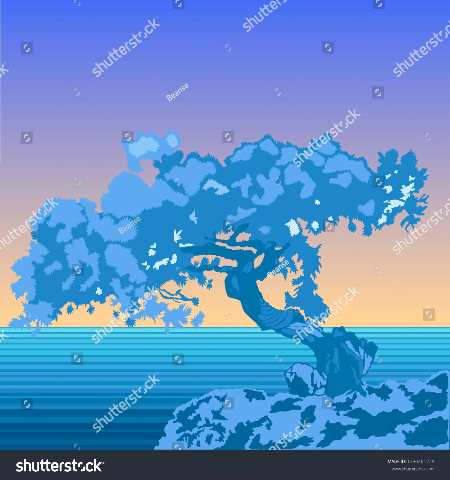 Pinetree Growing On Grief Stock Vector (Royalty Free) 1236461728