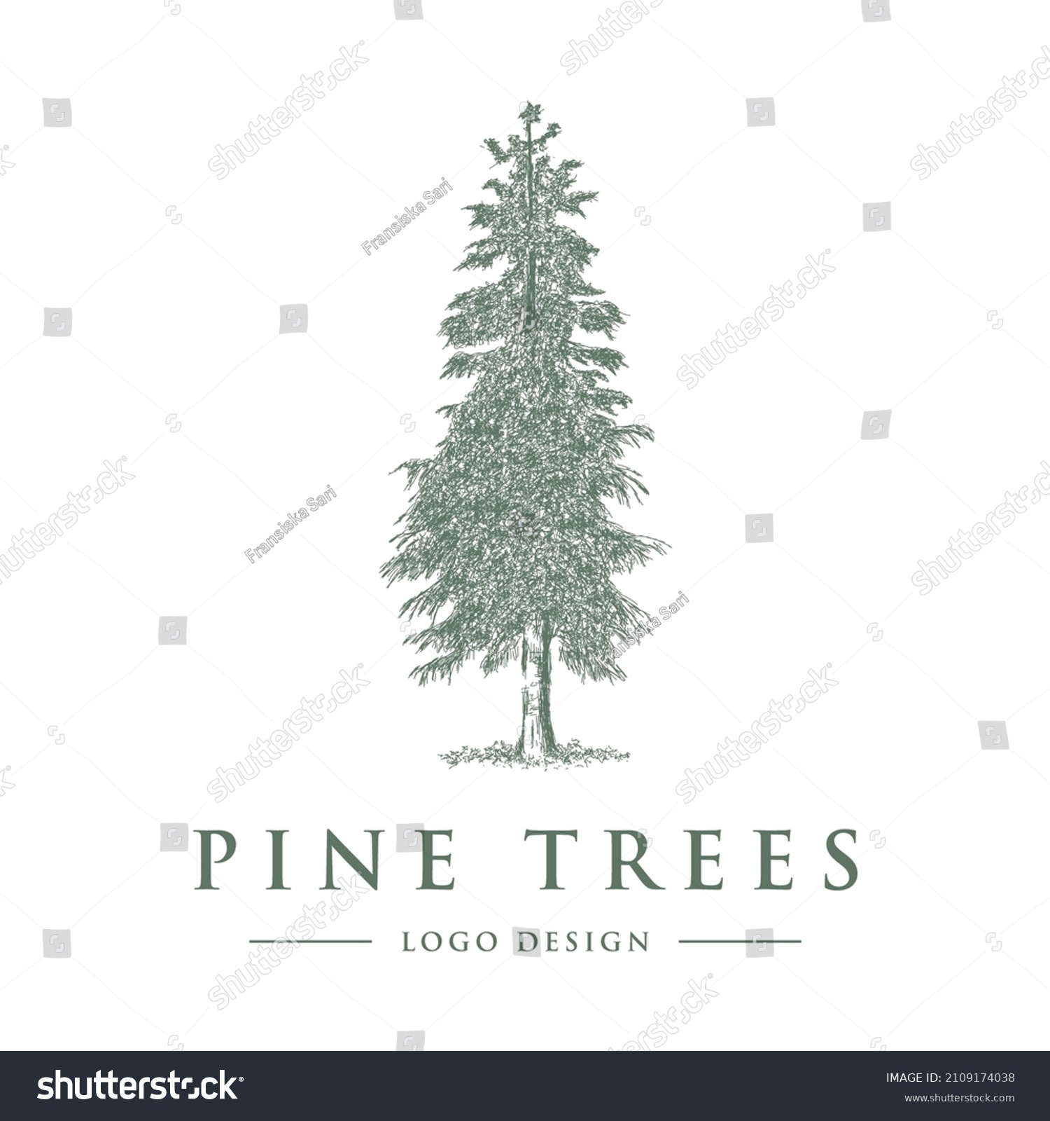 Pine Tree Logo Design Vector Stock Vector (Royalty Free) 2109174038 ...