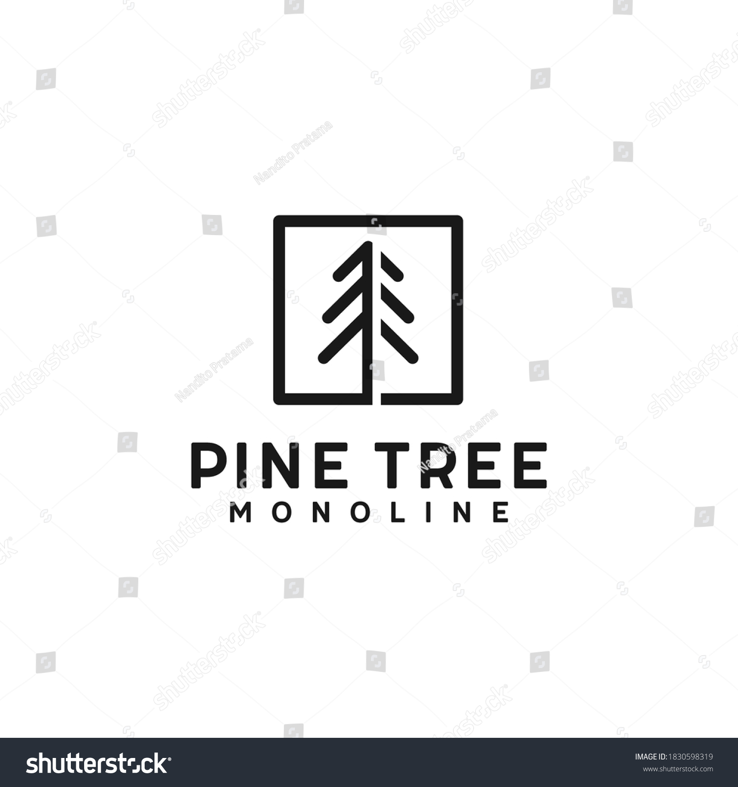 Pine Tree Monoline Logo Design Stock Vector (Royalty Free) 1830598319