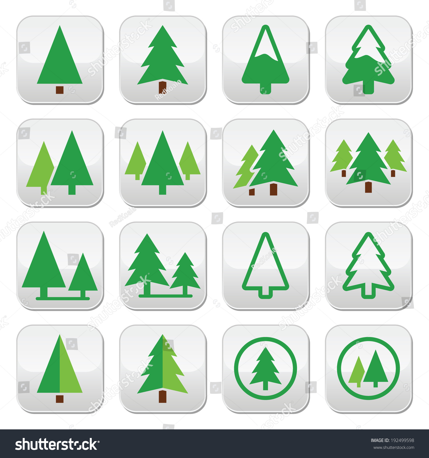 Pine Tree Park Vector Green Icons: เวกเตอร์สต็อก (ปลอดค่าลิขสิทธิ์ ...