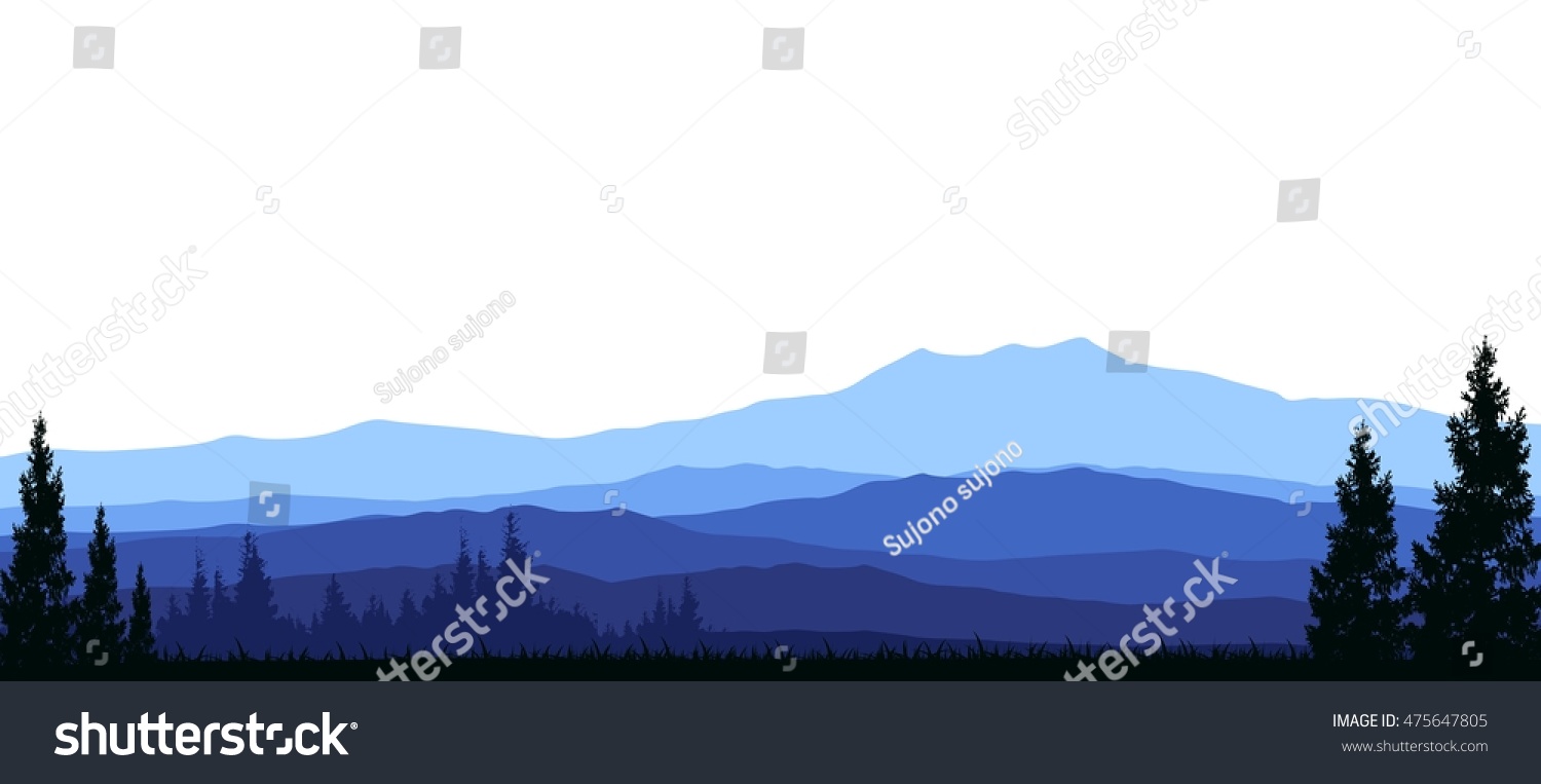 Pine Tree Silhouette Mountain Background Stock Vector (Royalty Free ...