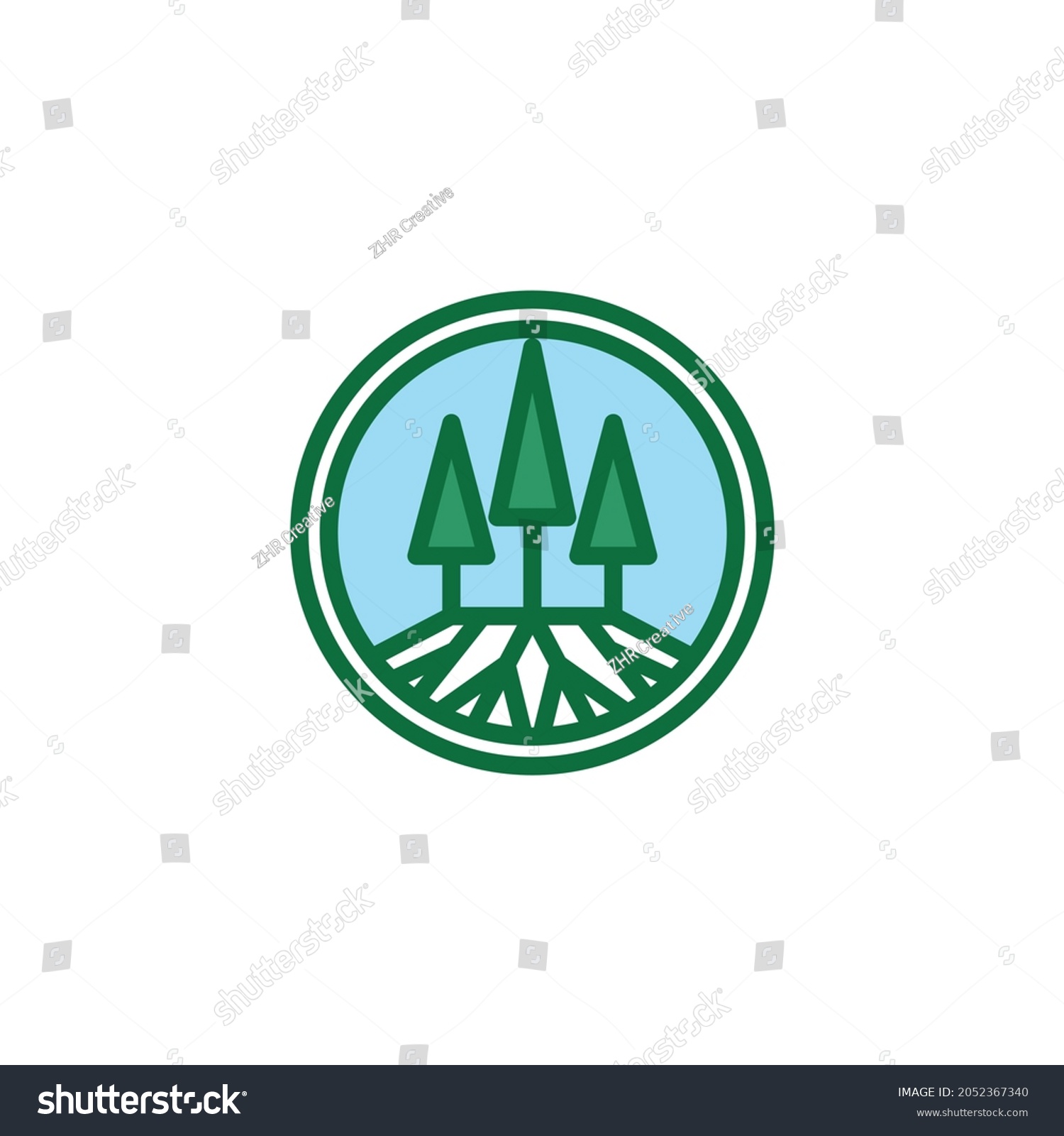 Pine Tree Roots Rounded Logo Icon Stock Vector (Royalty Free ...