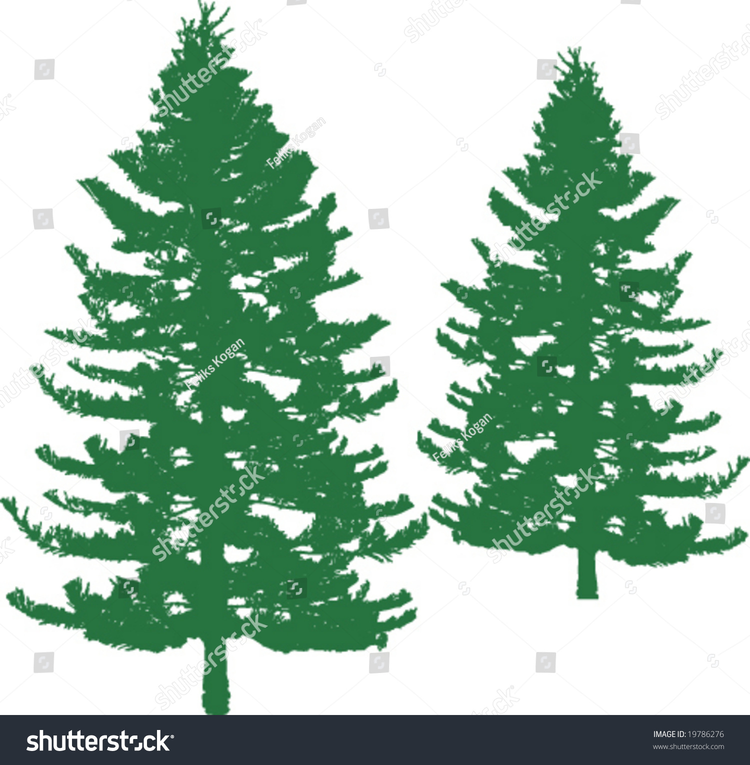 Pine Trees Silhouettes Realistic Looking Vector Stock Vector (Royalty ...