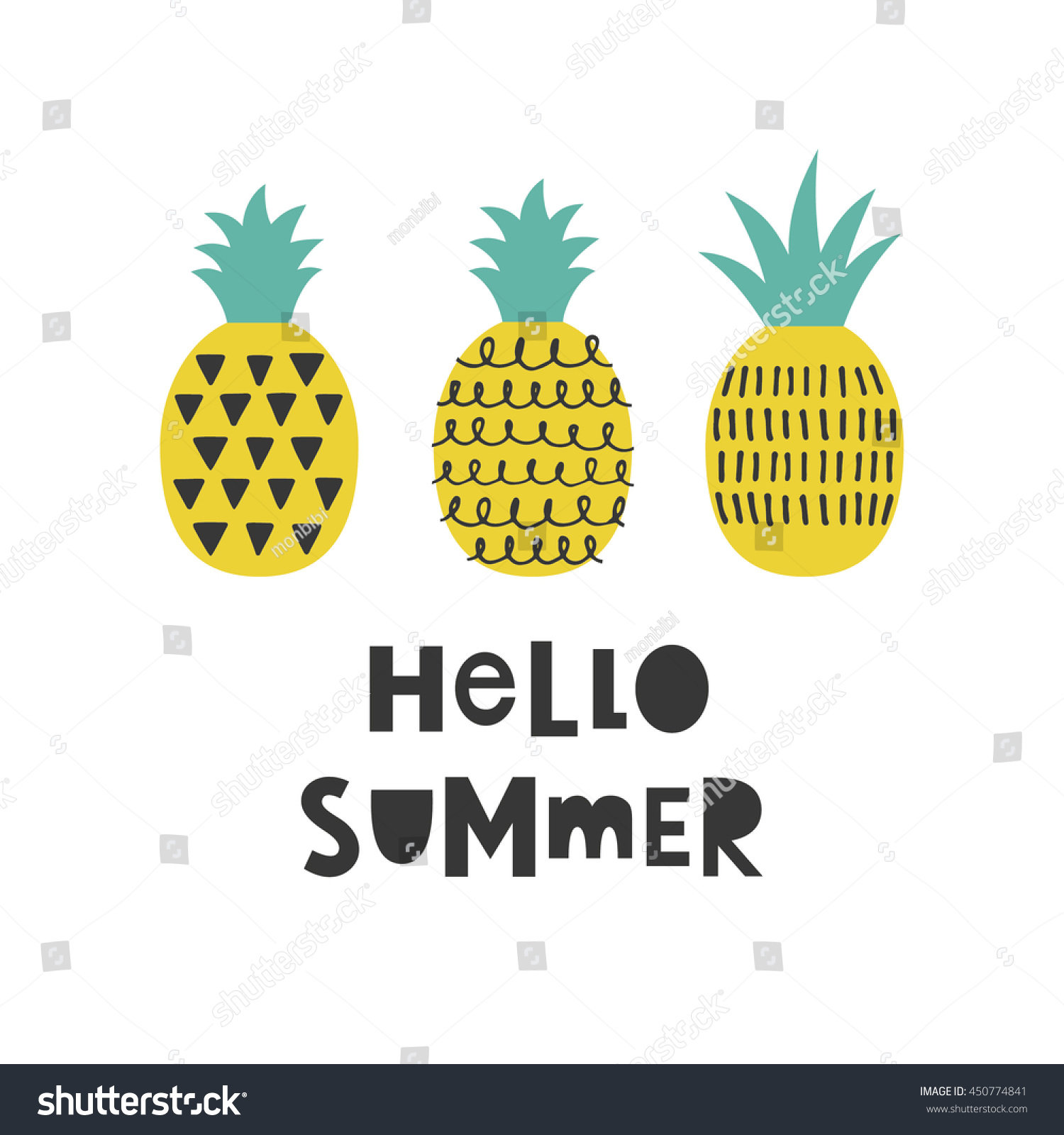 Pineapple Card Design Vector Illustration 库存矢量图（免版税）450774841 ...