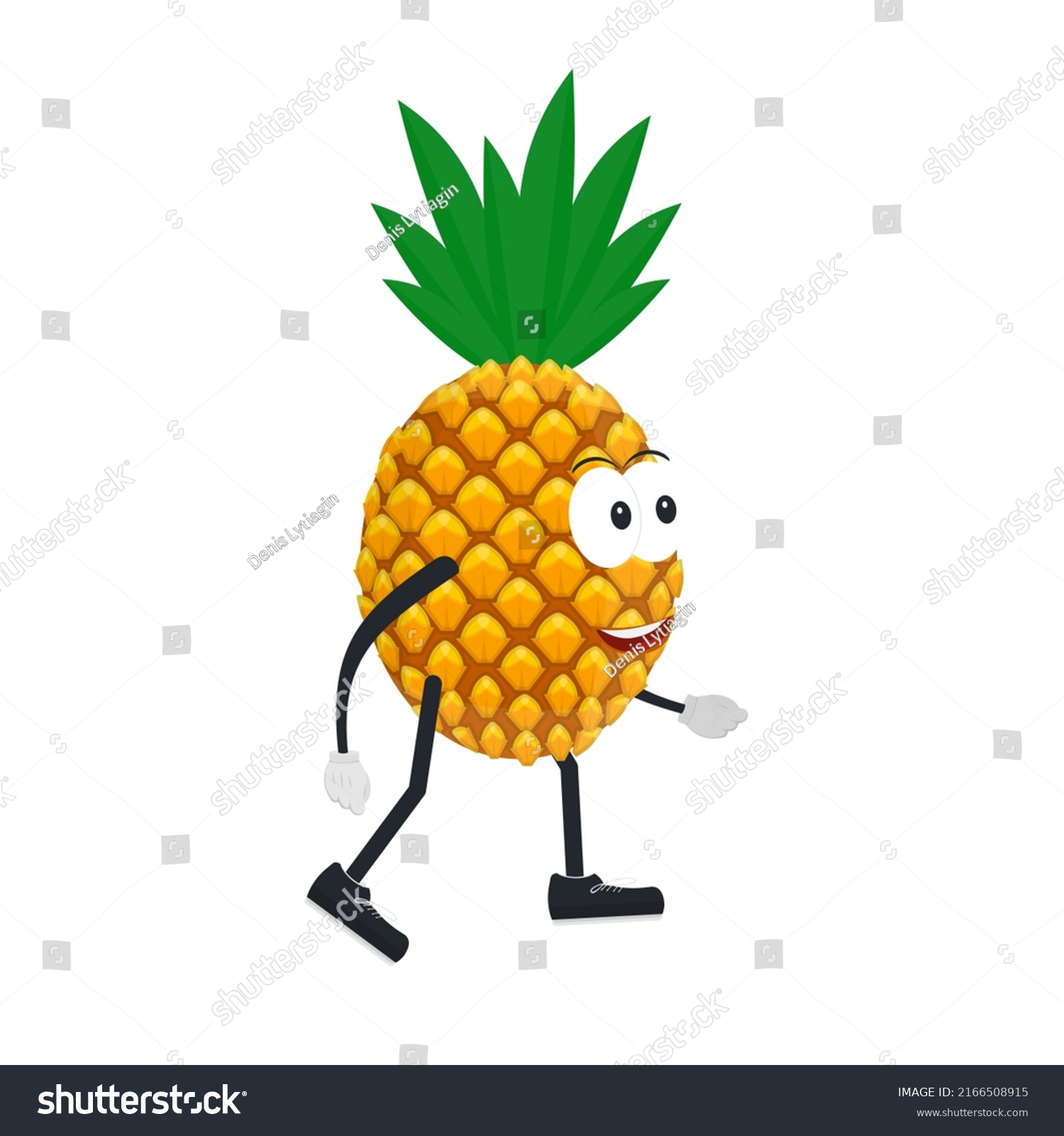 Pineapple Cartoon Character Vector Illustration Stock Vector (Royalty ...