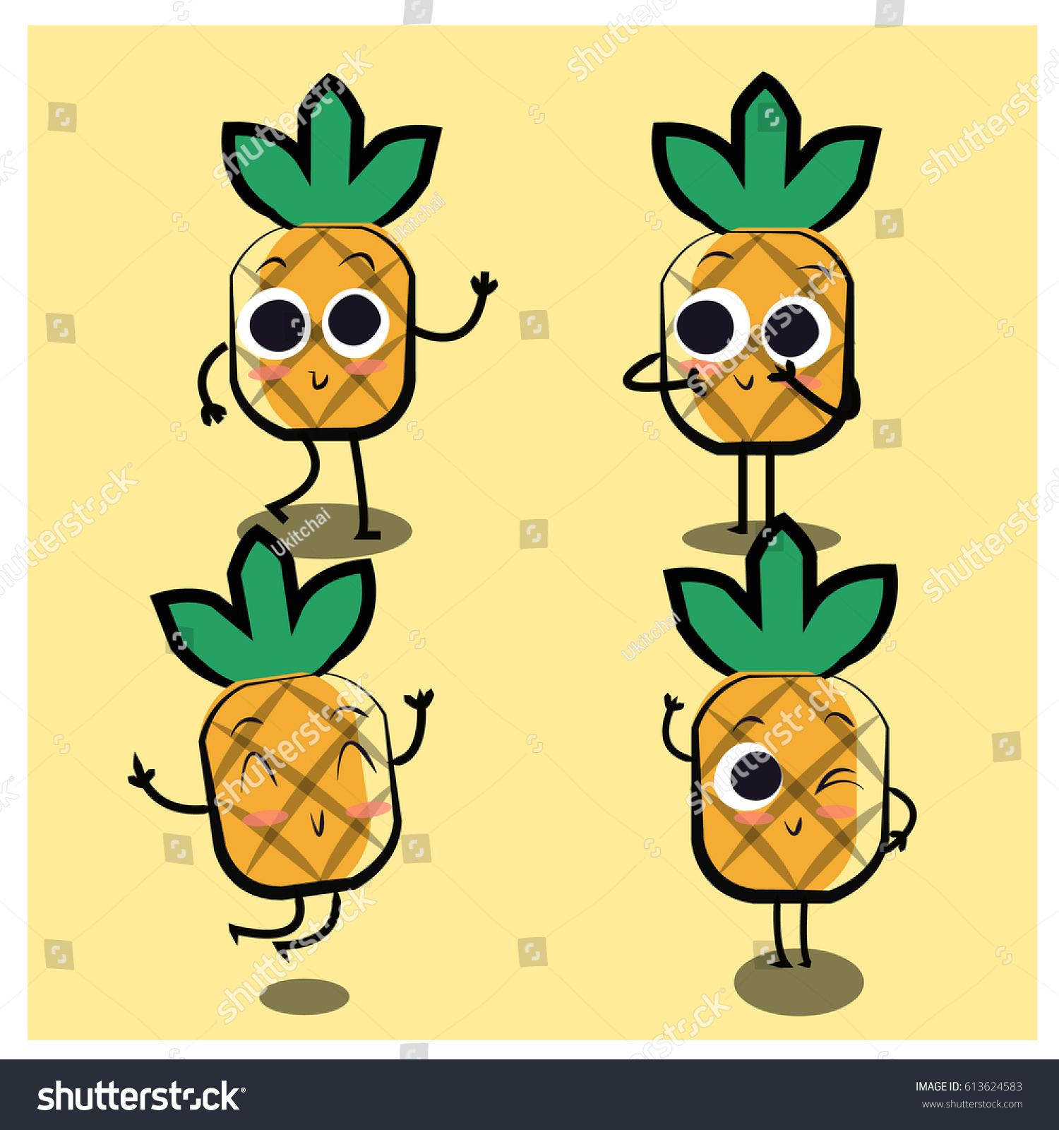 Pineapple Character Fruit Stock Vector (Royalty Free) 613624583 ...