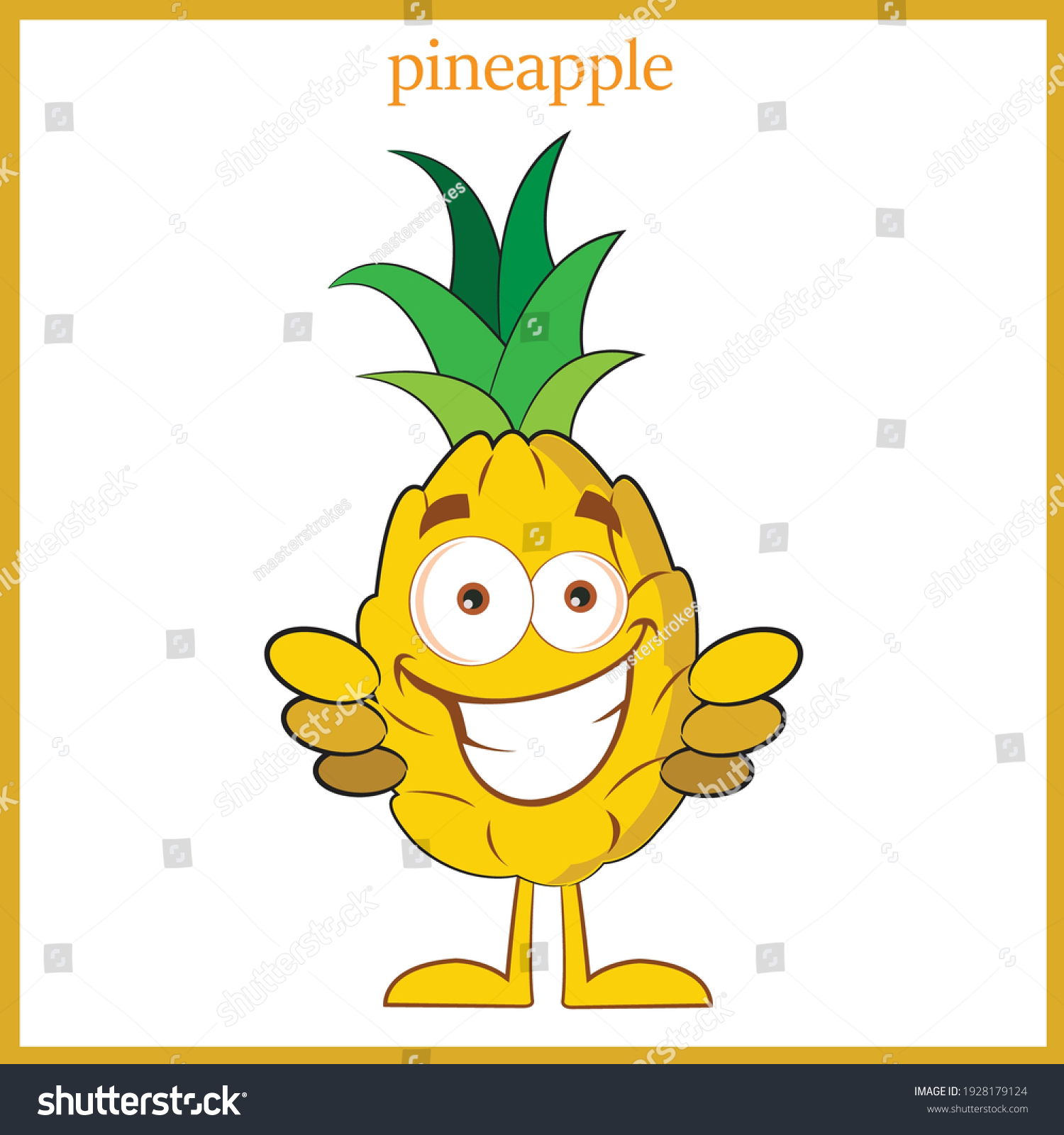 Pineapple Colour Cartoon Vector Illustration: เวกเตอร์สต็อก (ปลอดค่า ...