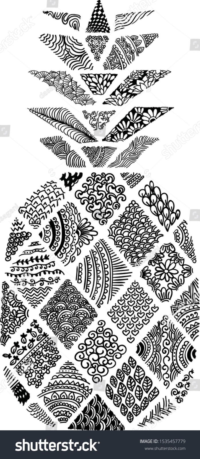 Pineapple Doodle Art Decorative Pineapple Pattern Stock Vector (Royalty ...