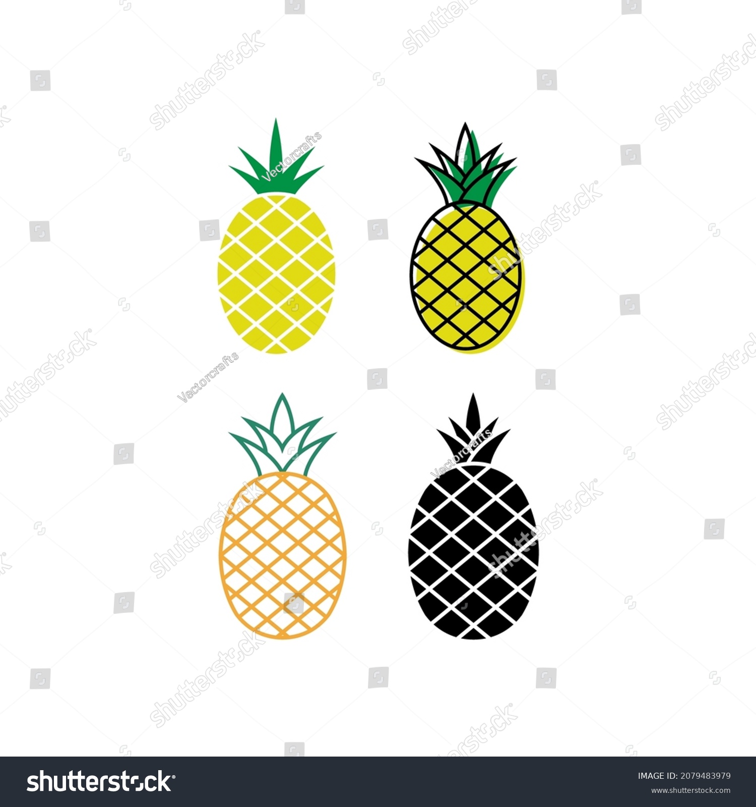 Pineapple Fruit Picon Design Template Vector Stock Vector (Royalty Free ...