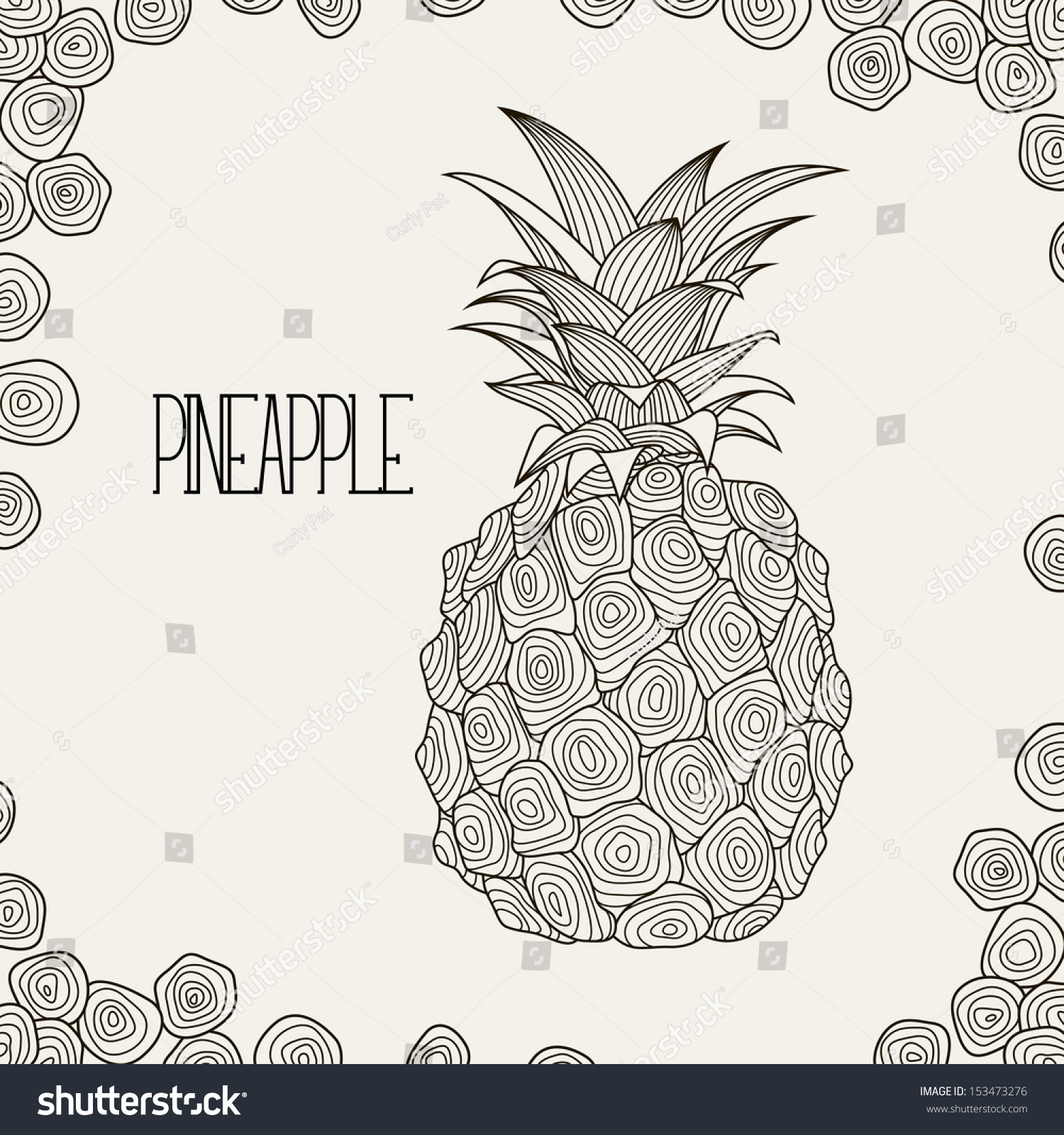 Pineapple Graphic Stylized Drawing Vector Illustration Stock Vector ...
