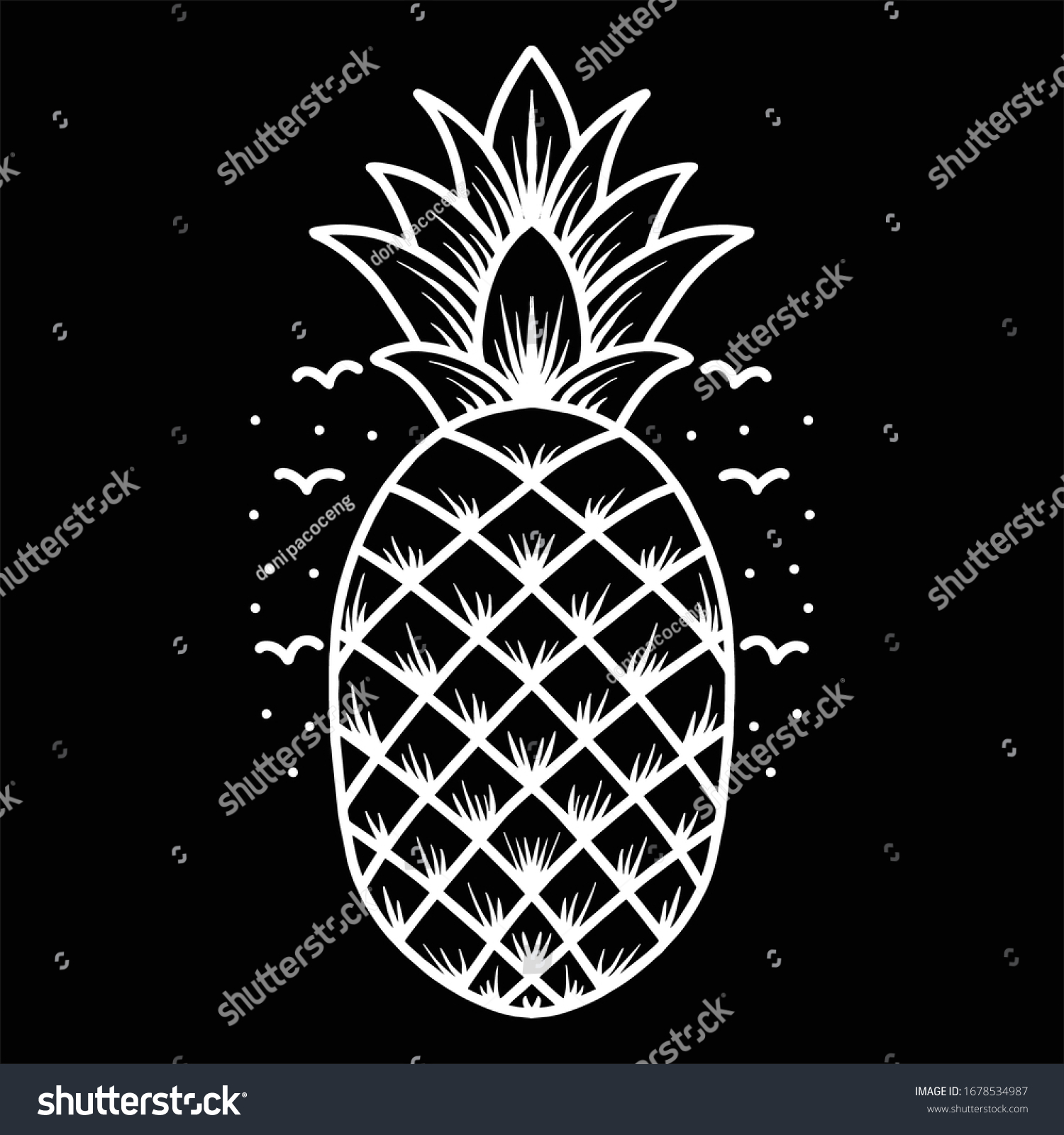 Pineapple Line Art Vector Design Stock Vector (Royalty Free) 1678534987