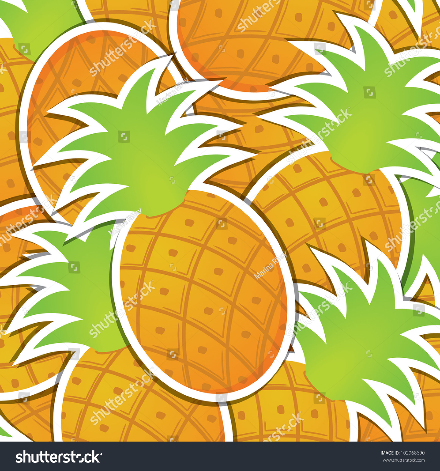 Pineapple Sticker Backgroundcard Vector Format Stock Vector (Royalty ...