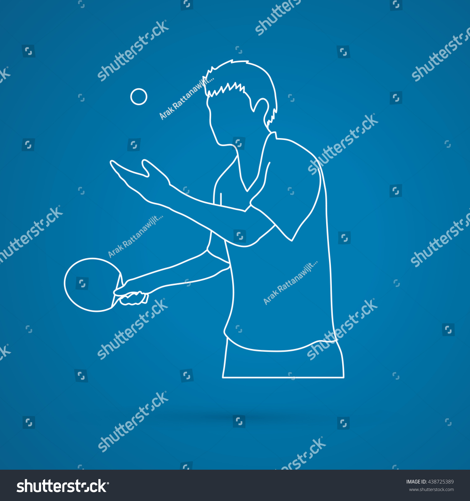 Ping Pong Player Outline Graphic Vector Stock Vector (Royalty Free ...