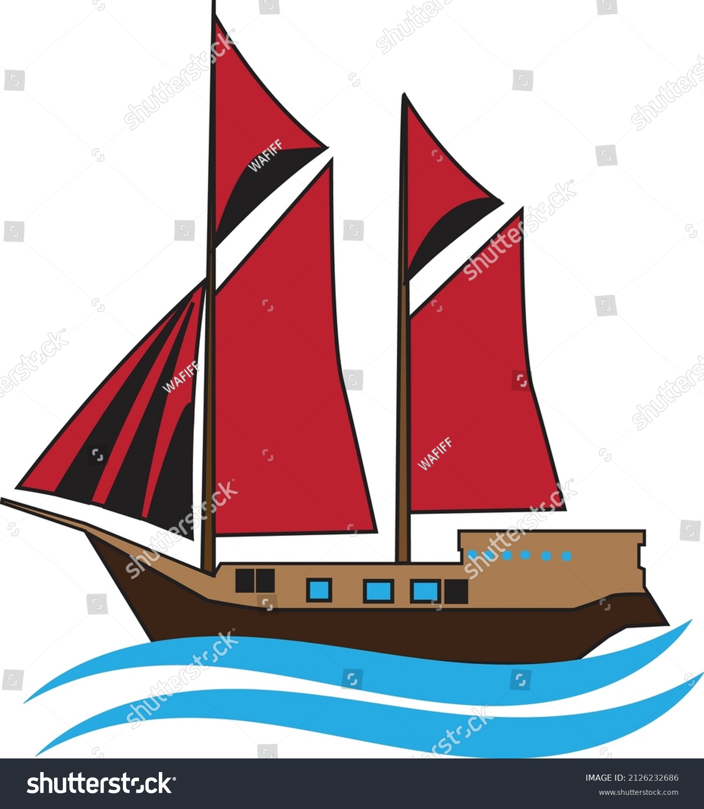 Pinisi Ship Vector Illustration Simple Flat Stock Vector (Royalty Free ...
