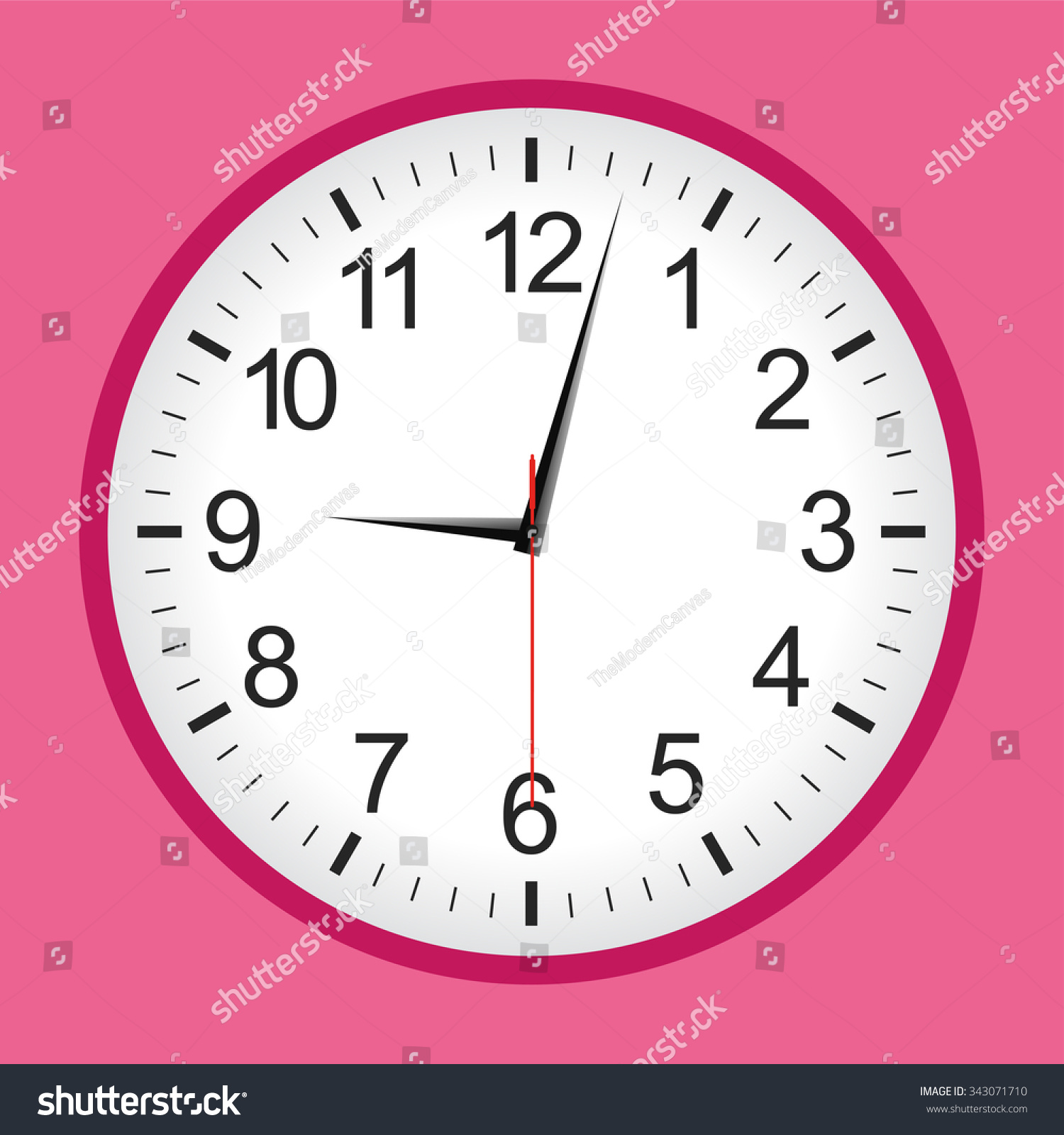 Pink Analogue Clock Vector Illustration Stock Vector (Royalty Free ...
