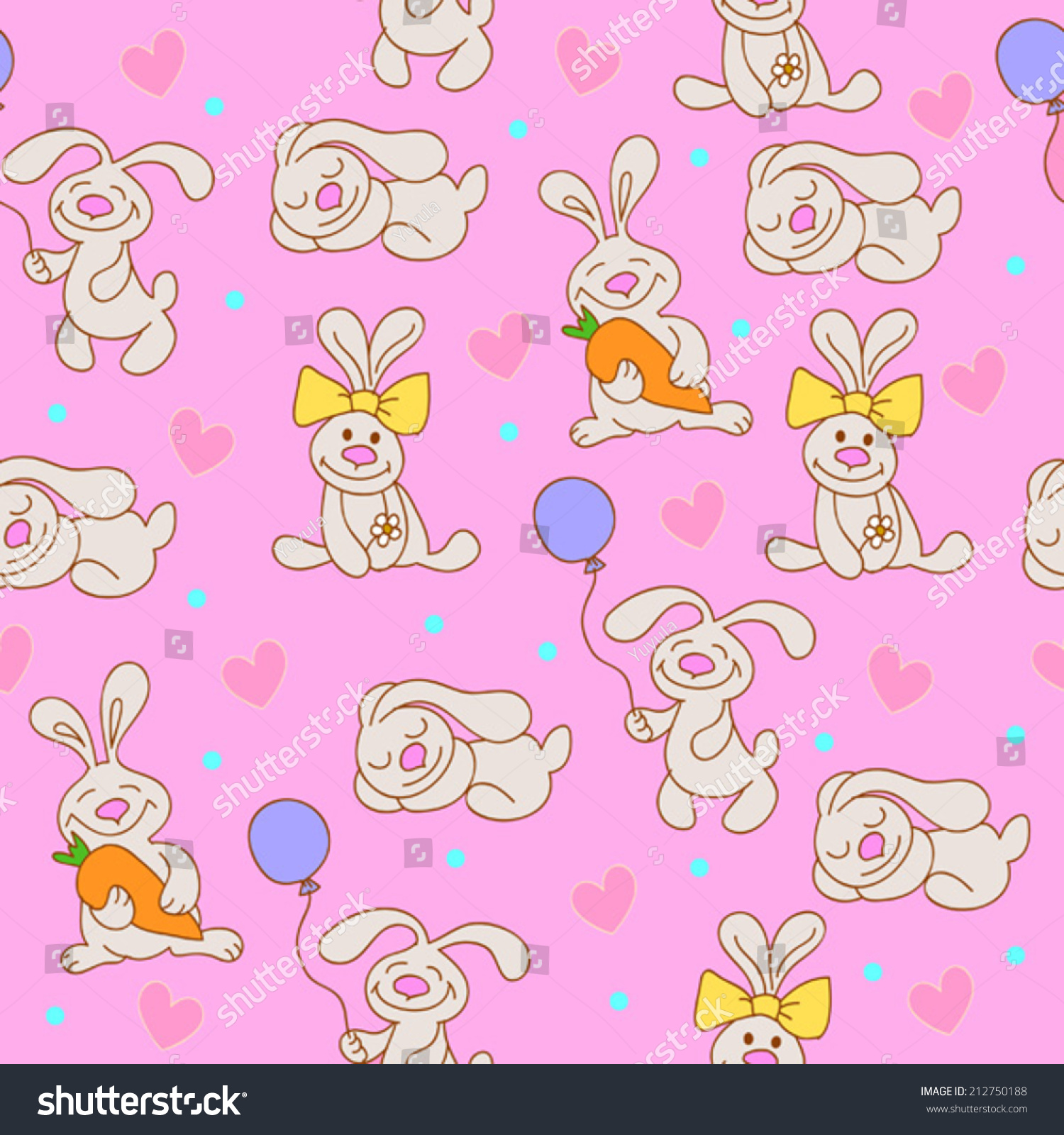 Pink Background Bunnies Stock Vector (Royalty Free) 212750188 ...