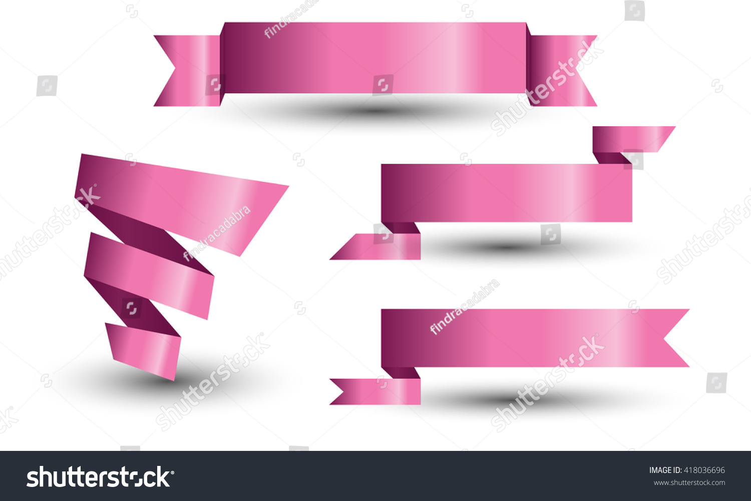 Pink Banner Ribbon Vector Set Stock Vector (Royalty Free) 418036696 ...