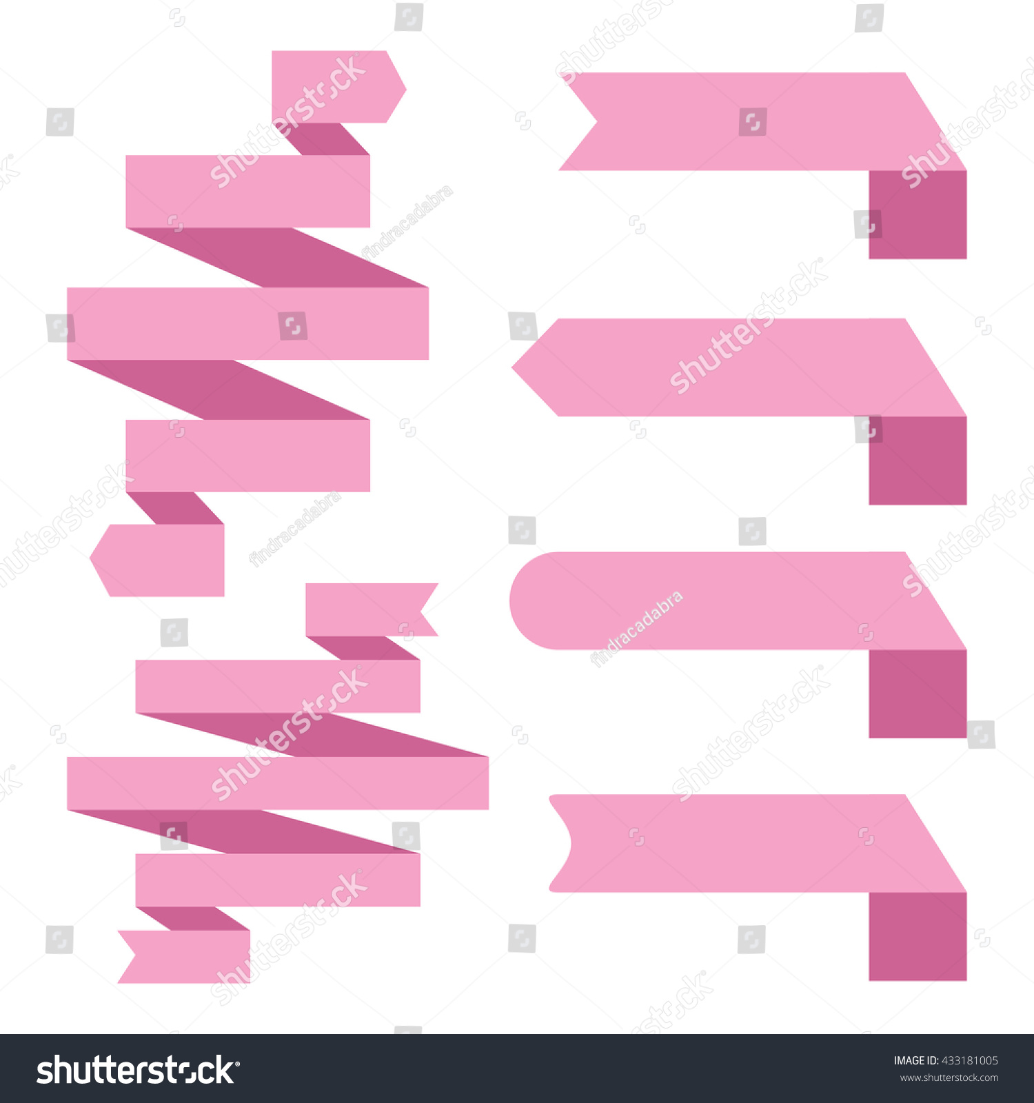 Pink Banner Ribbon Vector Set Isolated Stock Vector (Royalty Free ...