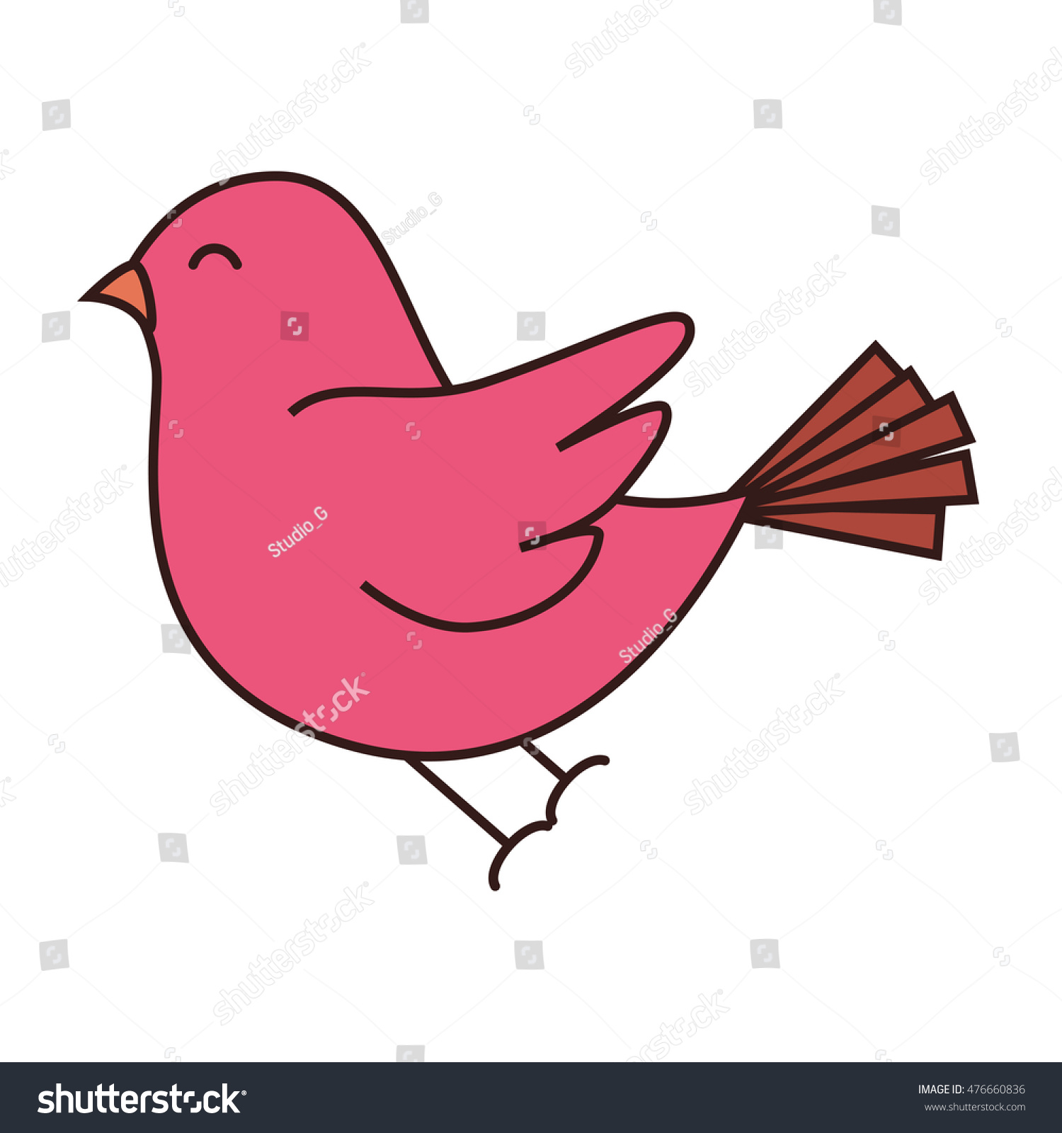 Pink Bird Flying Vector Illustration Stock Vector (Royalty Free ...