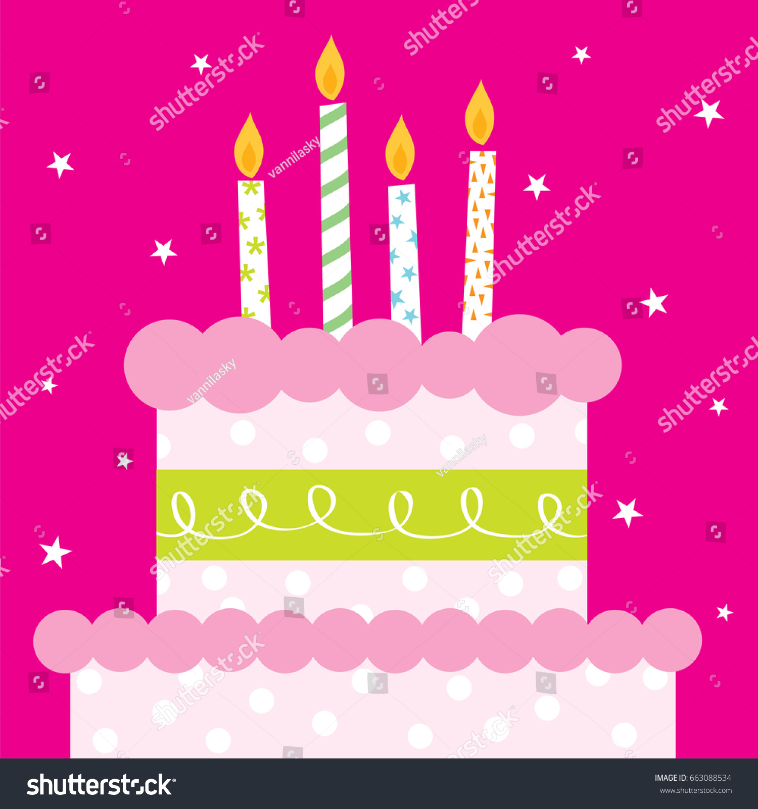 Pink Birthday Cake Stock Vector (Royalty Free) 663088534 | Shutterstock