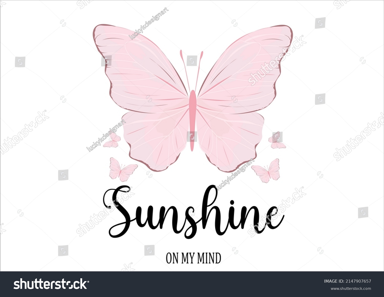 Pink Butterfly Hand Drawn Design Vector Stock Vector (Royalty Free ...