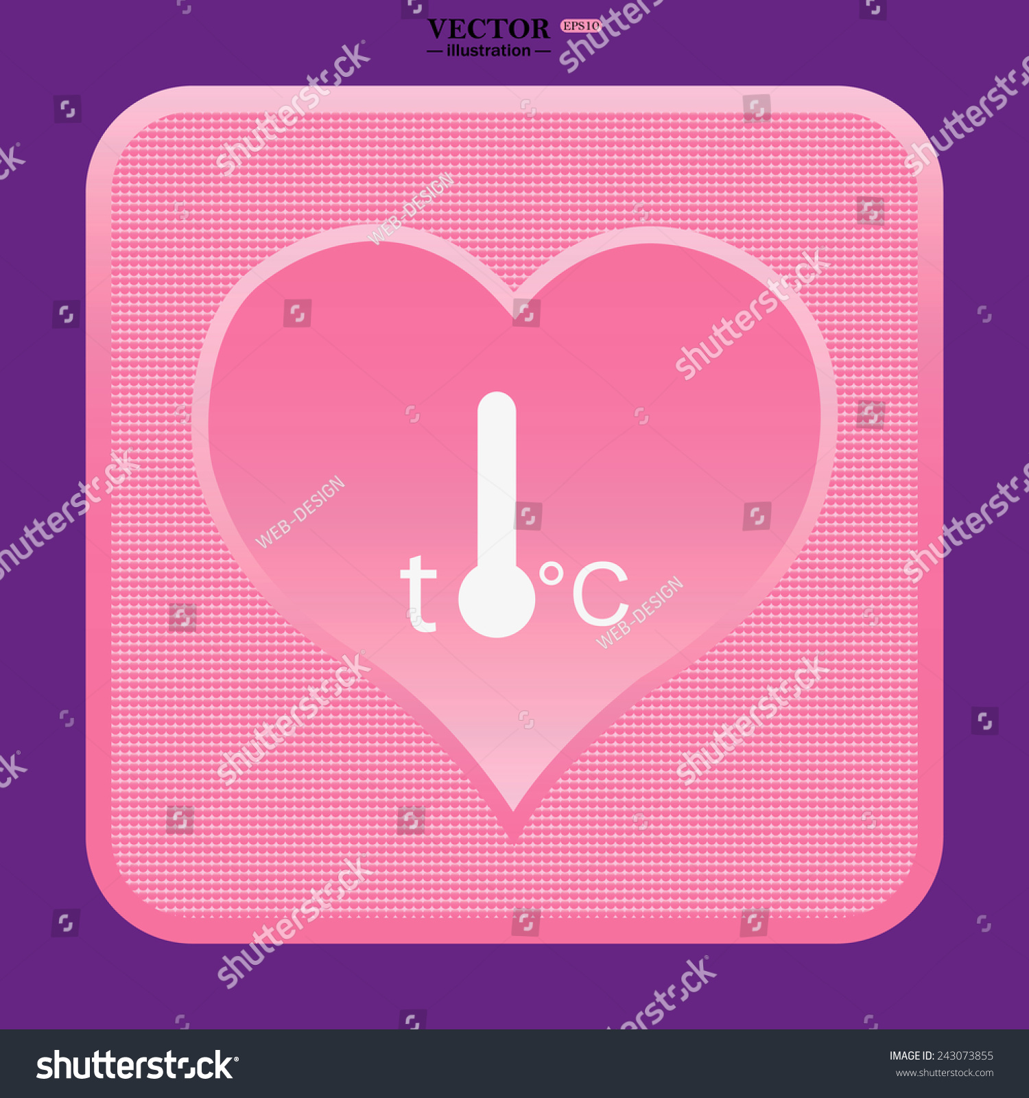 Pink Button Heart Thermometer Vector Illustration Stock Vector (Royalty ...