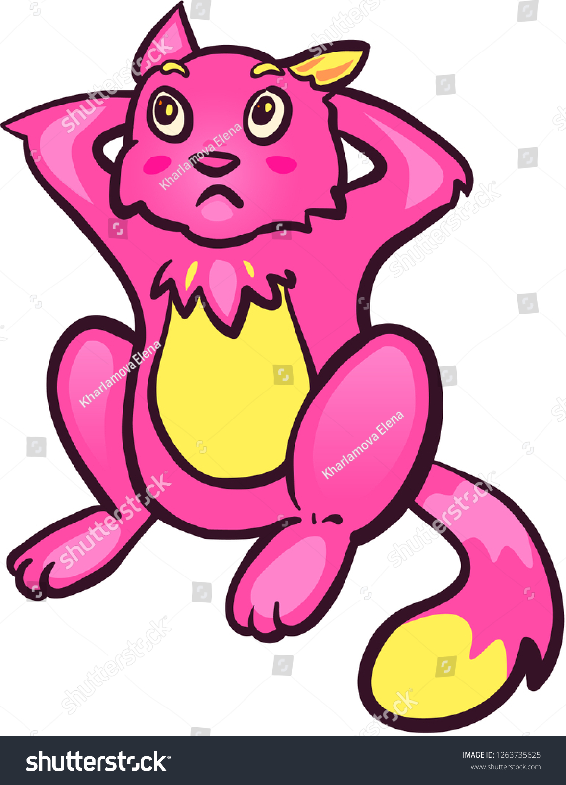 Pink Cartoon Cat Stock Vector (Royalty Free) 1263735625